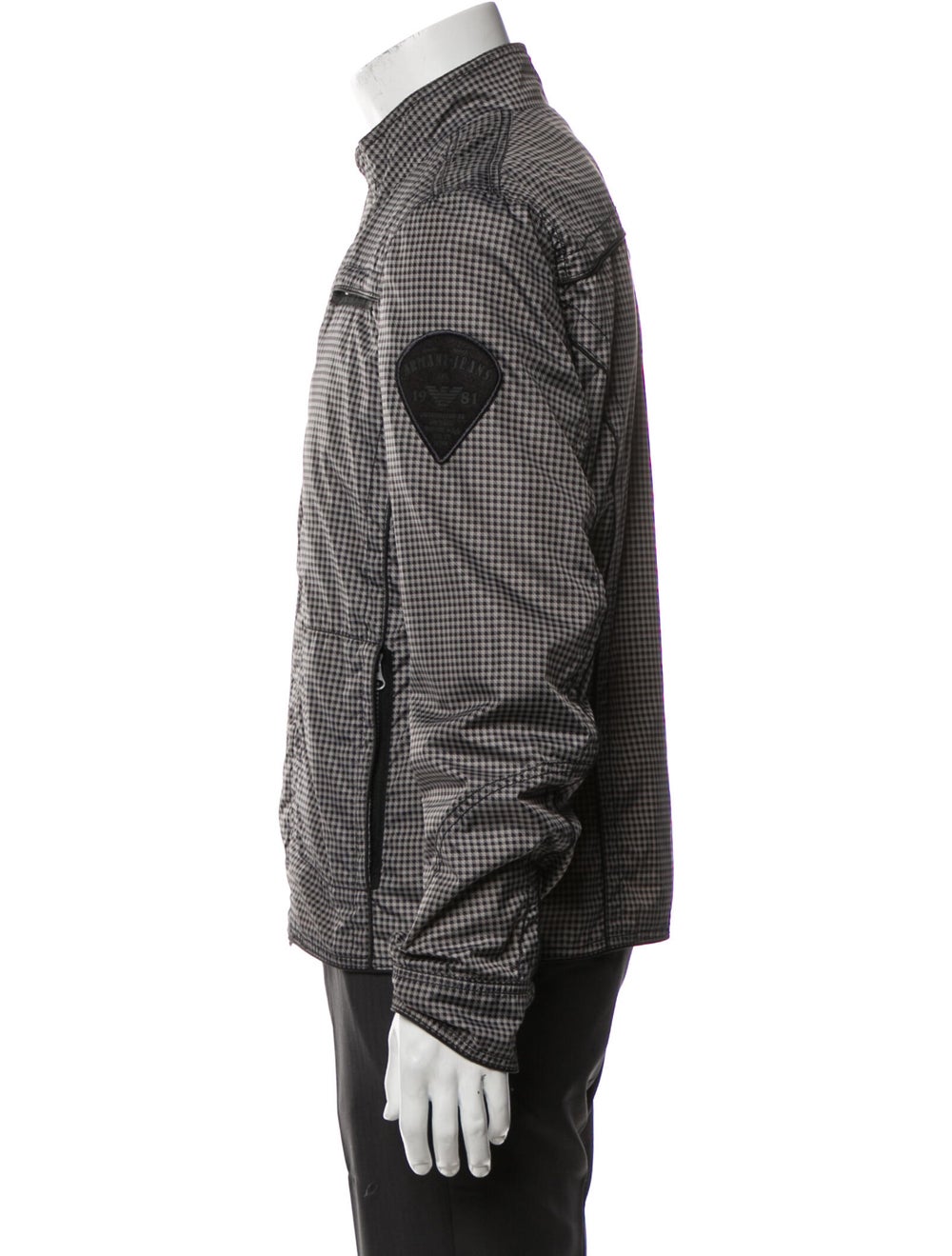 Giorgio Armani Puffer Coat Grey Plaid Print Embroider… - Gem