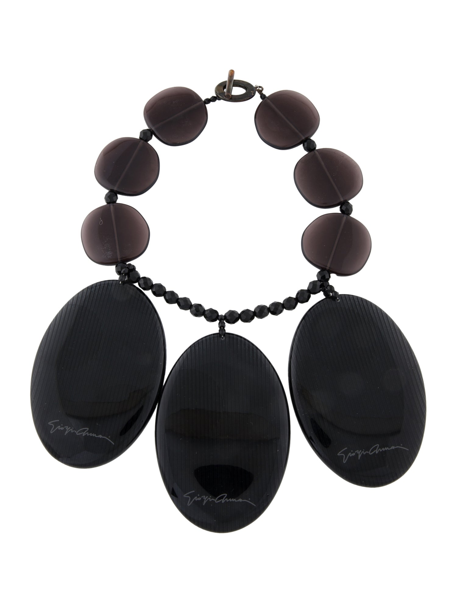 Giorgio Armani Resin & Crystal Three Oval Statement Collar Necklace ...