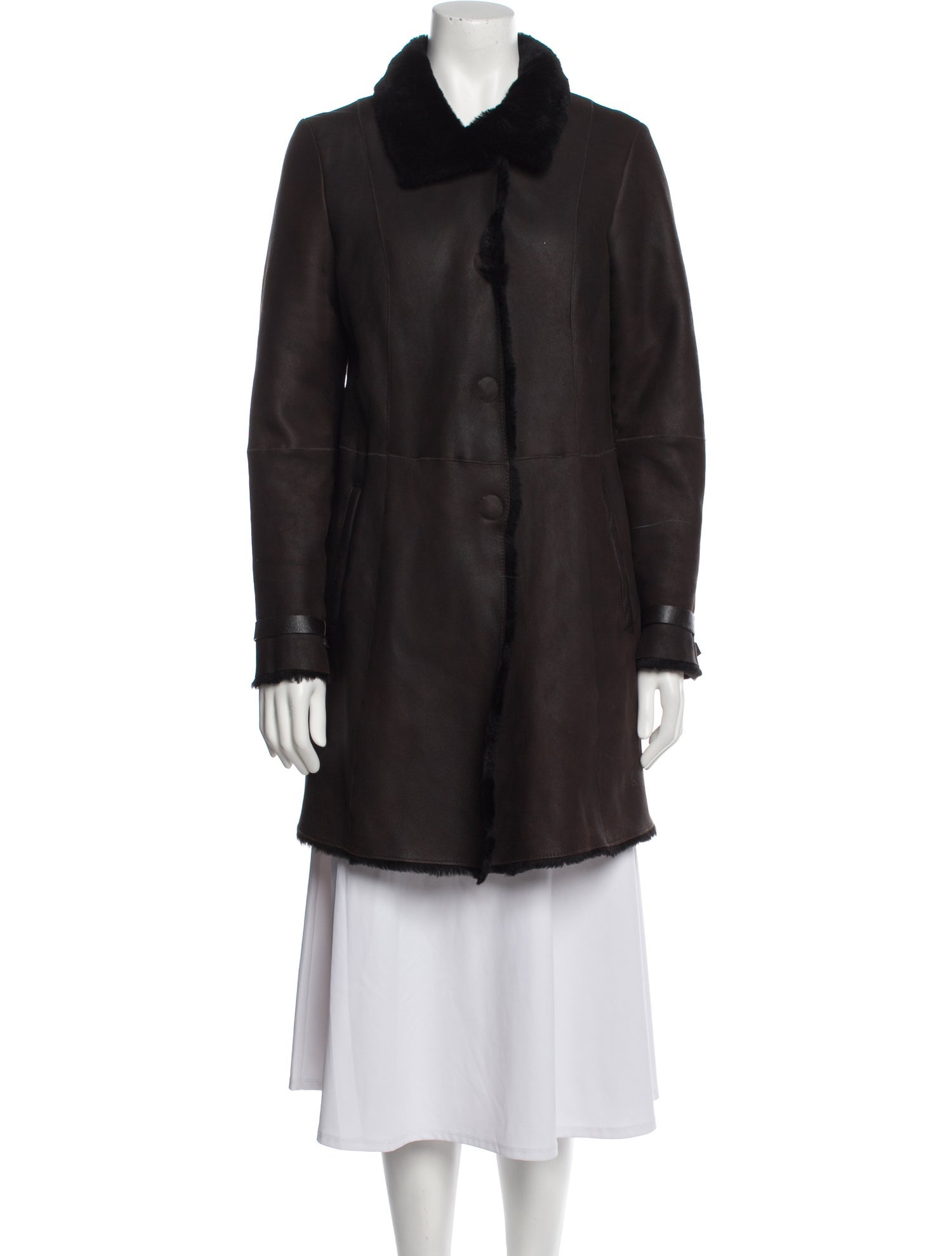 Giorgio Armani Shearling Fur Coat - Brown Coats, Clothing - GIO158358 ...