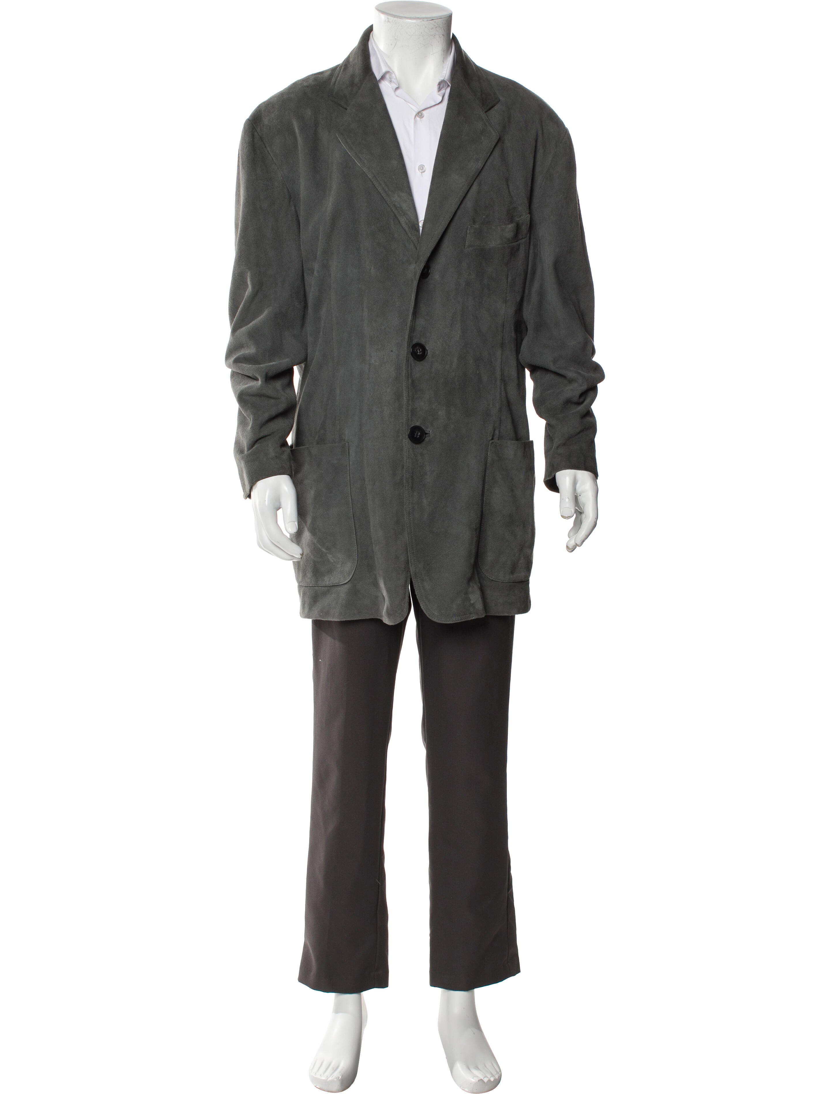 Giorgio Armani Leather Overcoat - Grey Outerwear, Clothing - GIO158980 ...