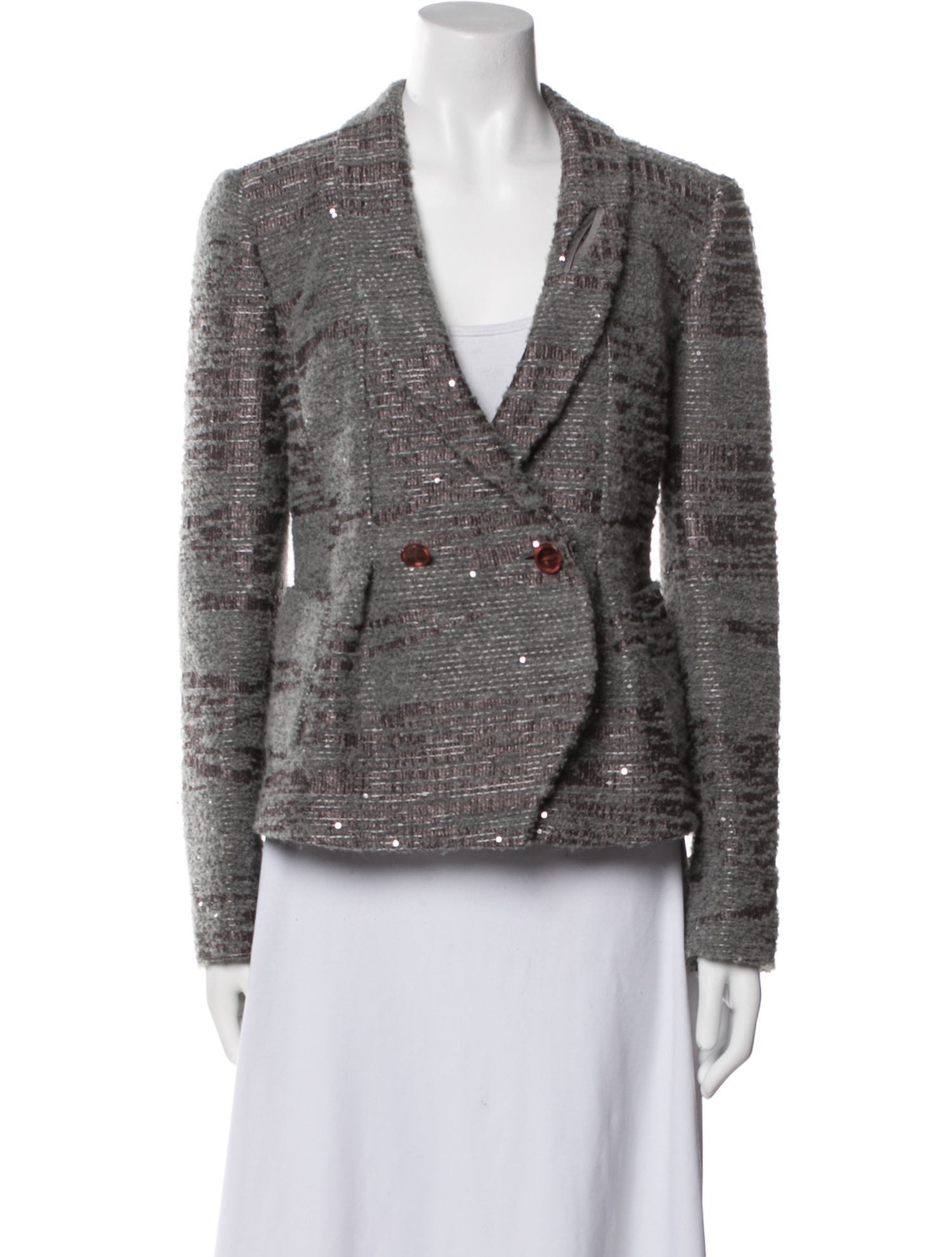 Giorgio Armani Tweed Pattern Blazer - Green Jackets, Clothing ...