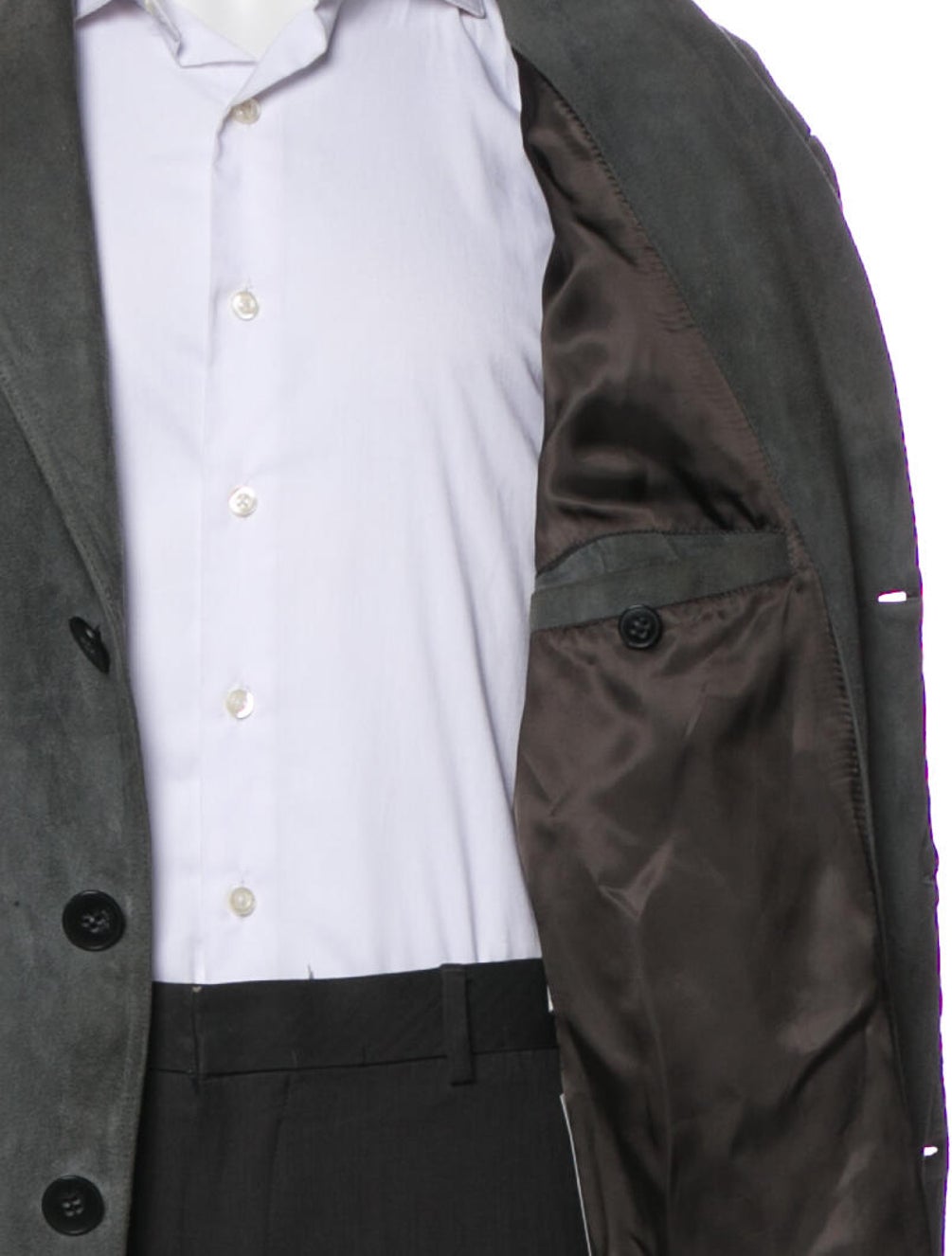 Giorgio Armani Lamb Leather Overcoat - Grey Outerwear, Clothing ...