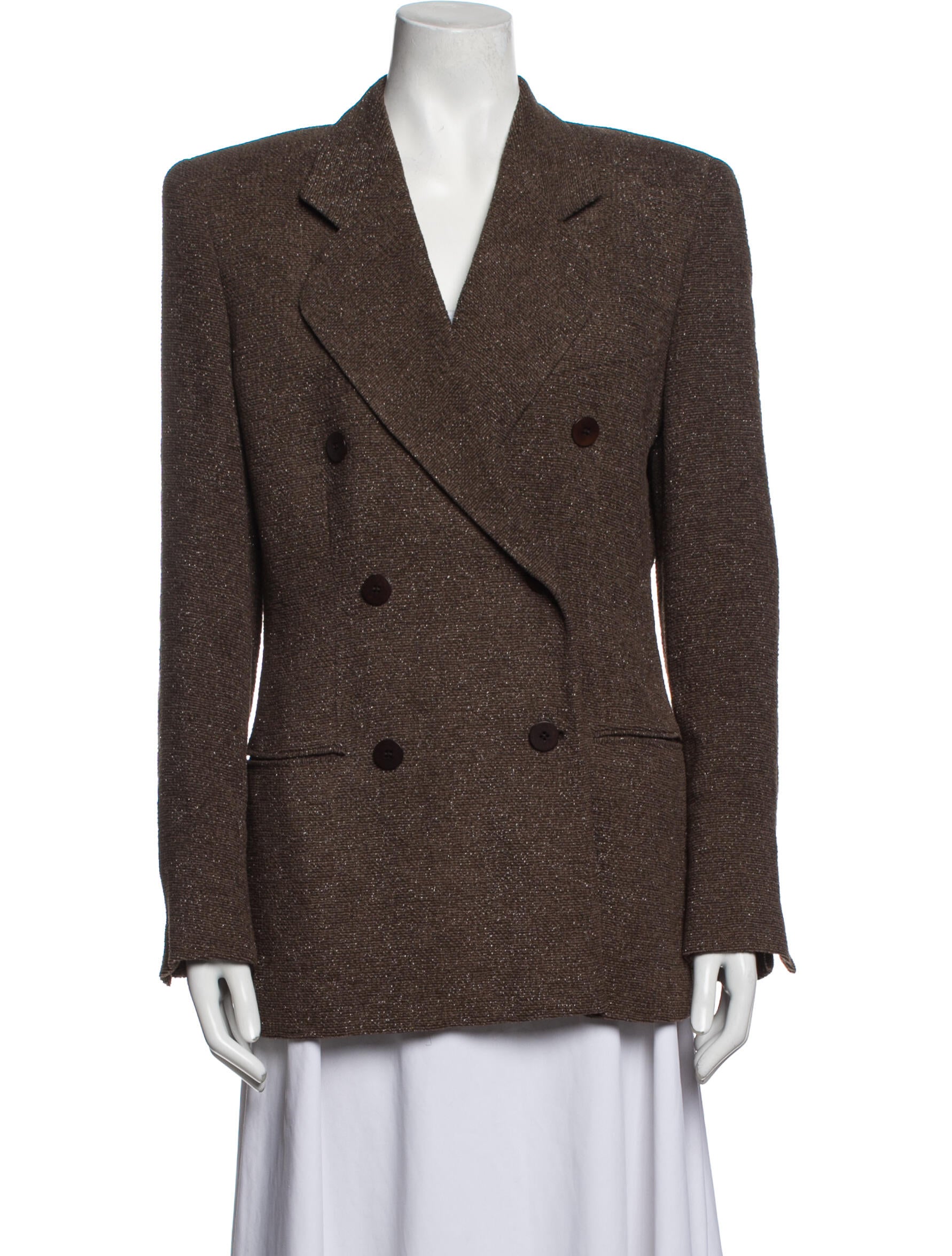 Giorgio Armani Tweed Pattern Blazer - Brown Jackets, Clothing ...