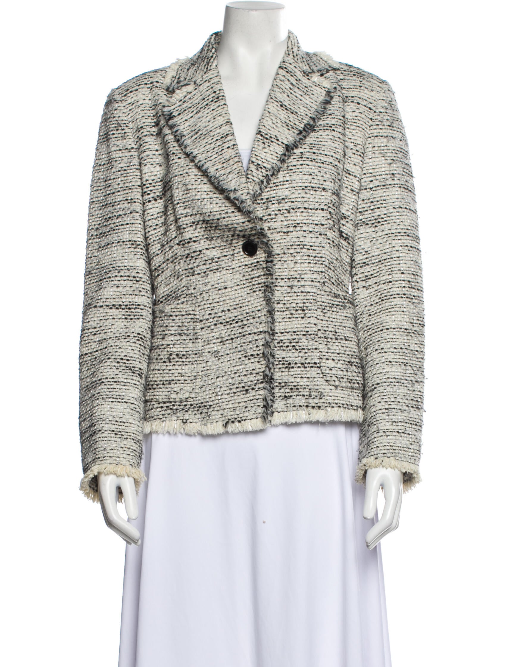Giorgio Armani Tweed Pattern Blazer - Neutrals Jackets, Clothing ...