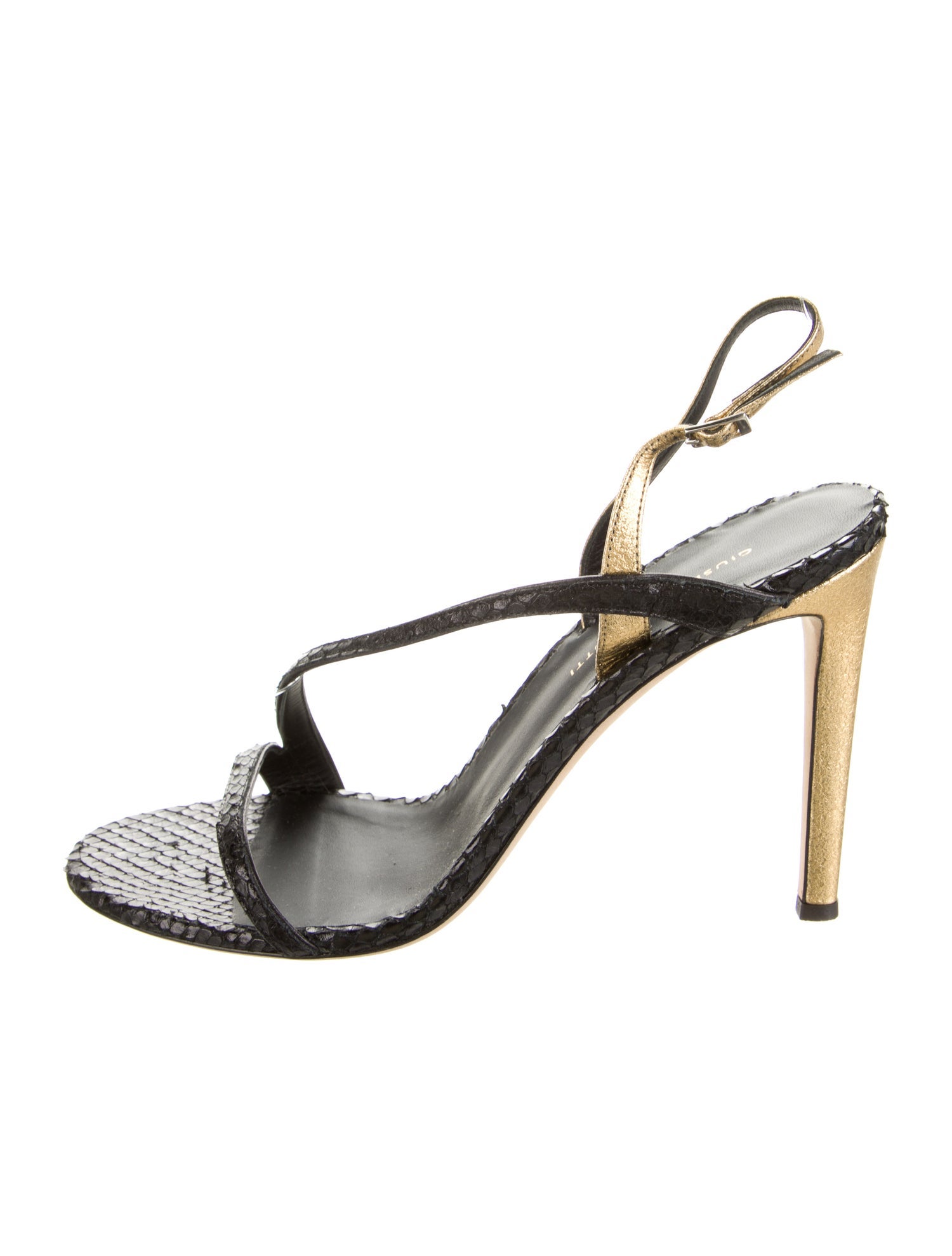 Giuseppe Zanotti Snakeskin Slingback Sandals - Black Sandals, Shoes ...