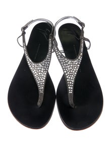 Giuseppe Zanotti Embellished Leather Slide Sandals - Shoes - GIU29145 ...