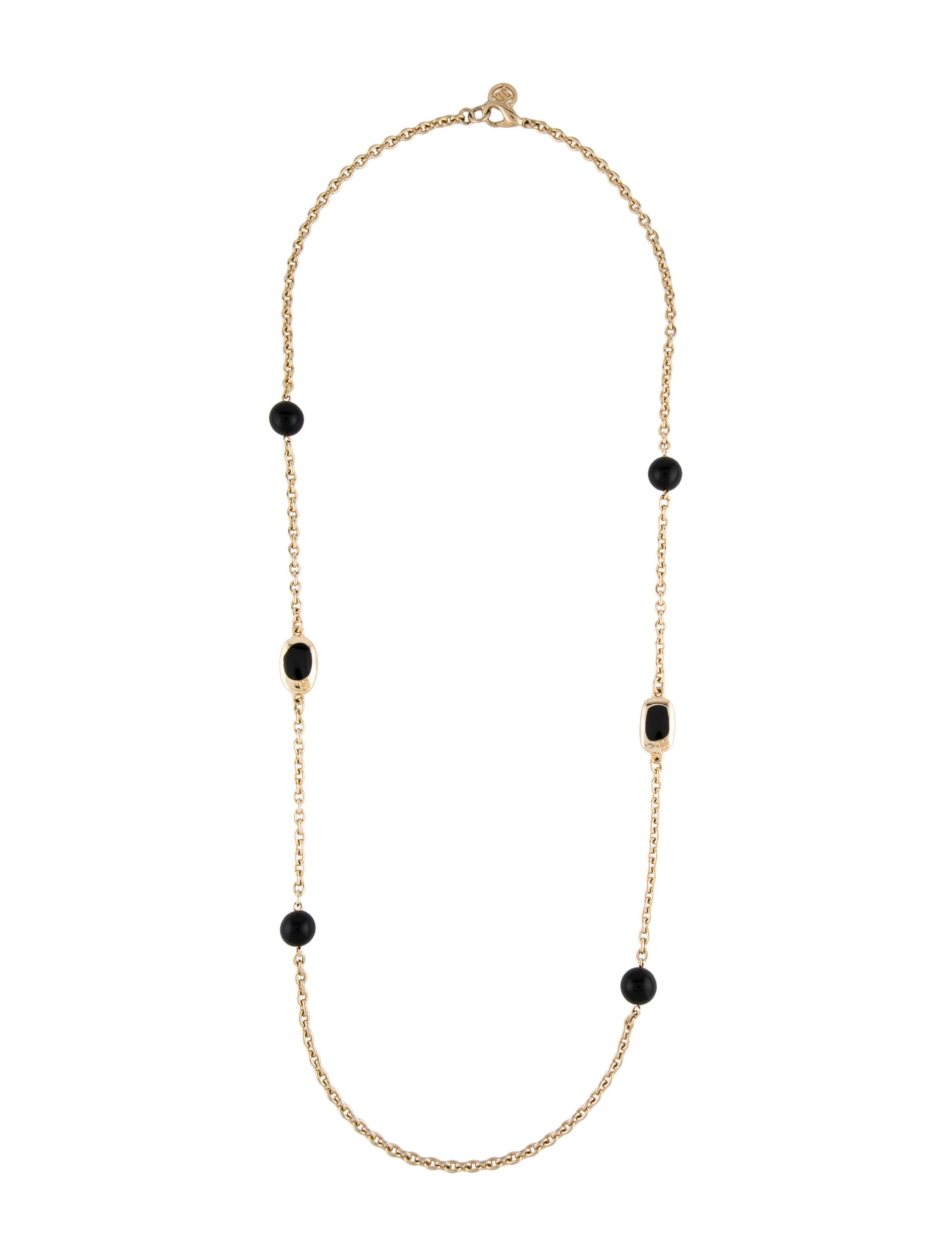 Givenchy Bead & Enamel Station Necklace - Black, Gold-Tone Metal Chain ...