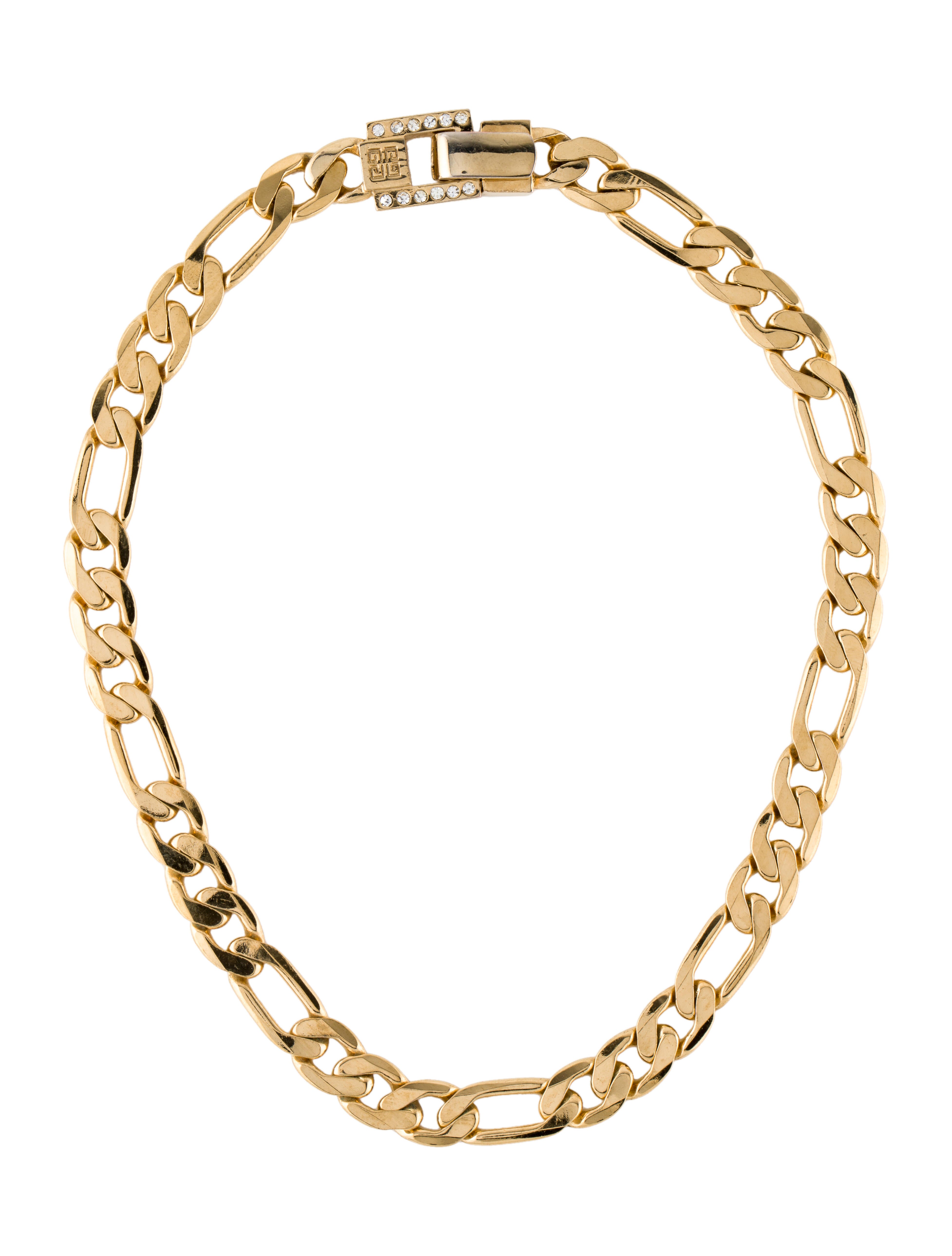 Givenchy Vintage Logo Double Strand Station Necklace - Gold-Tone Metal ...