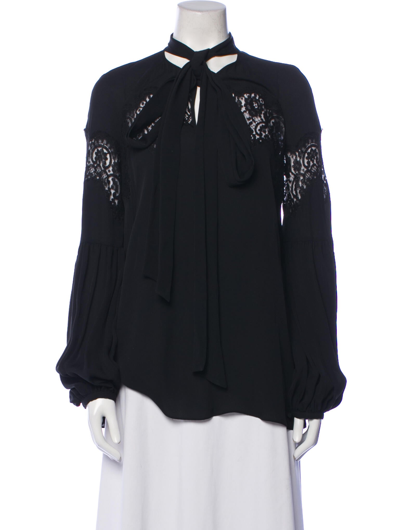 Givenchy Silk Mock Neck Blouse - Black Tops, Clothing - GIV160097 | The RealReal