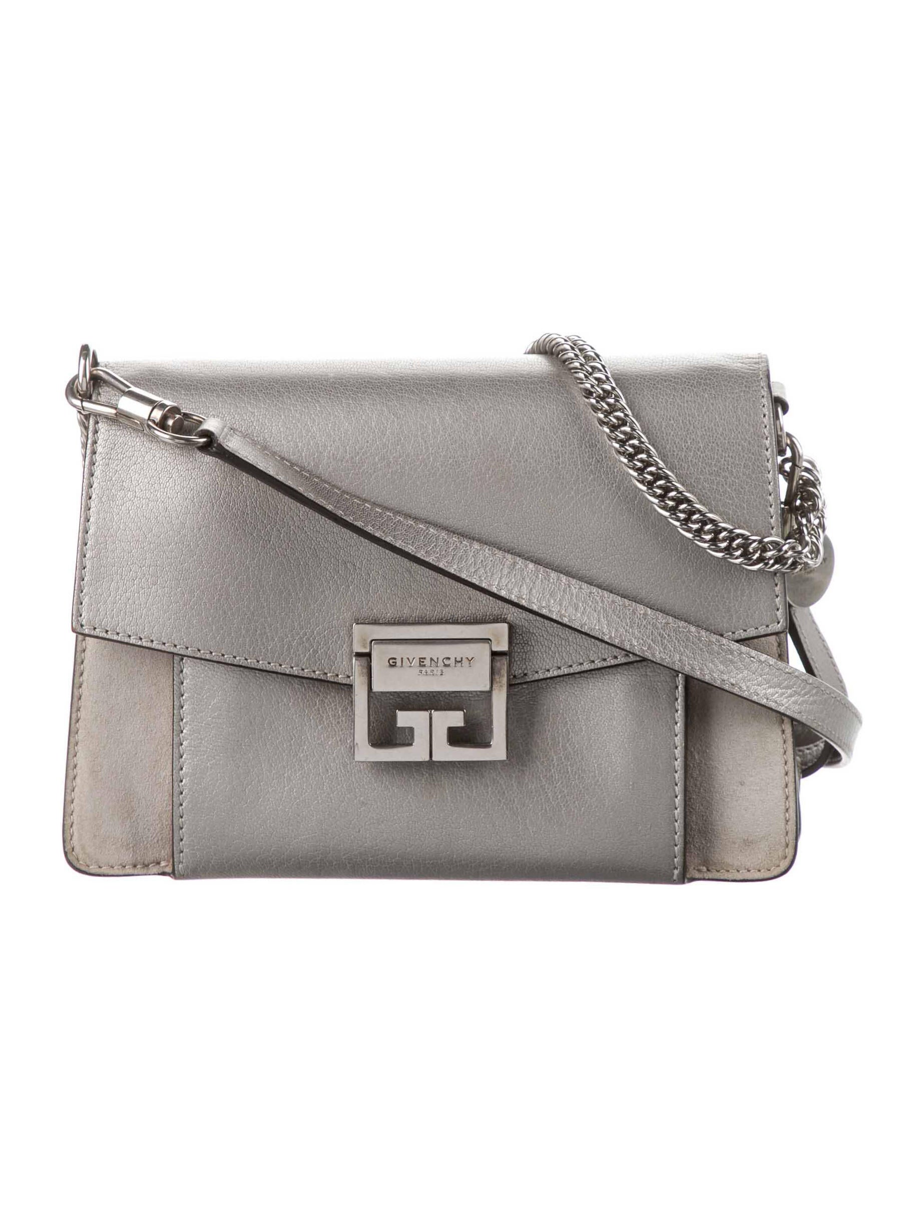 Givenchy Leather Metallic Shoulder Bag - Grey Shoulder Bags, Handbags ...