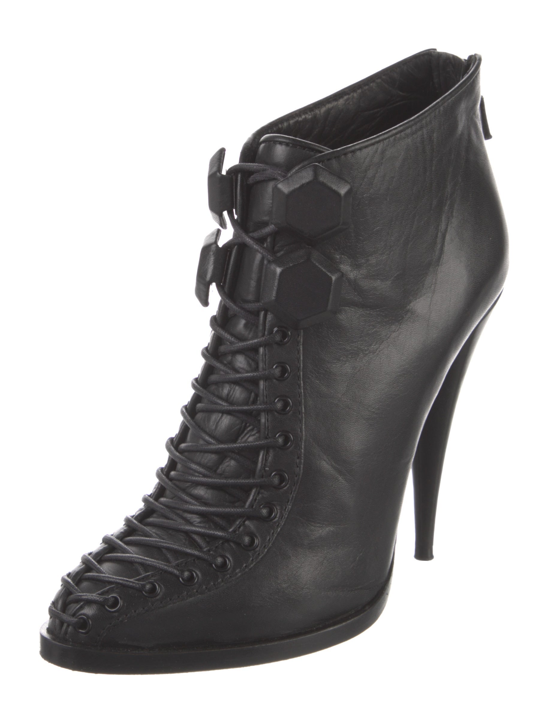 Givenchy Leather Peep-Toe Booties - Black Boots, Shoes - GIV38529 | The ...
