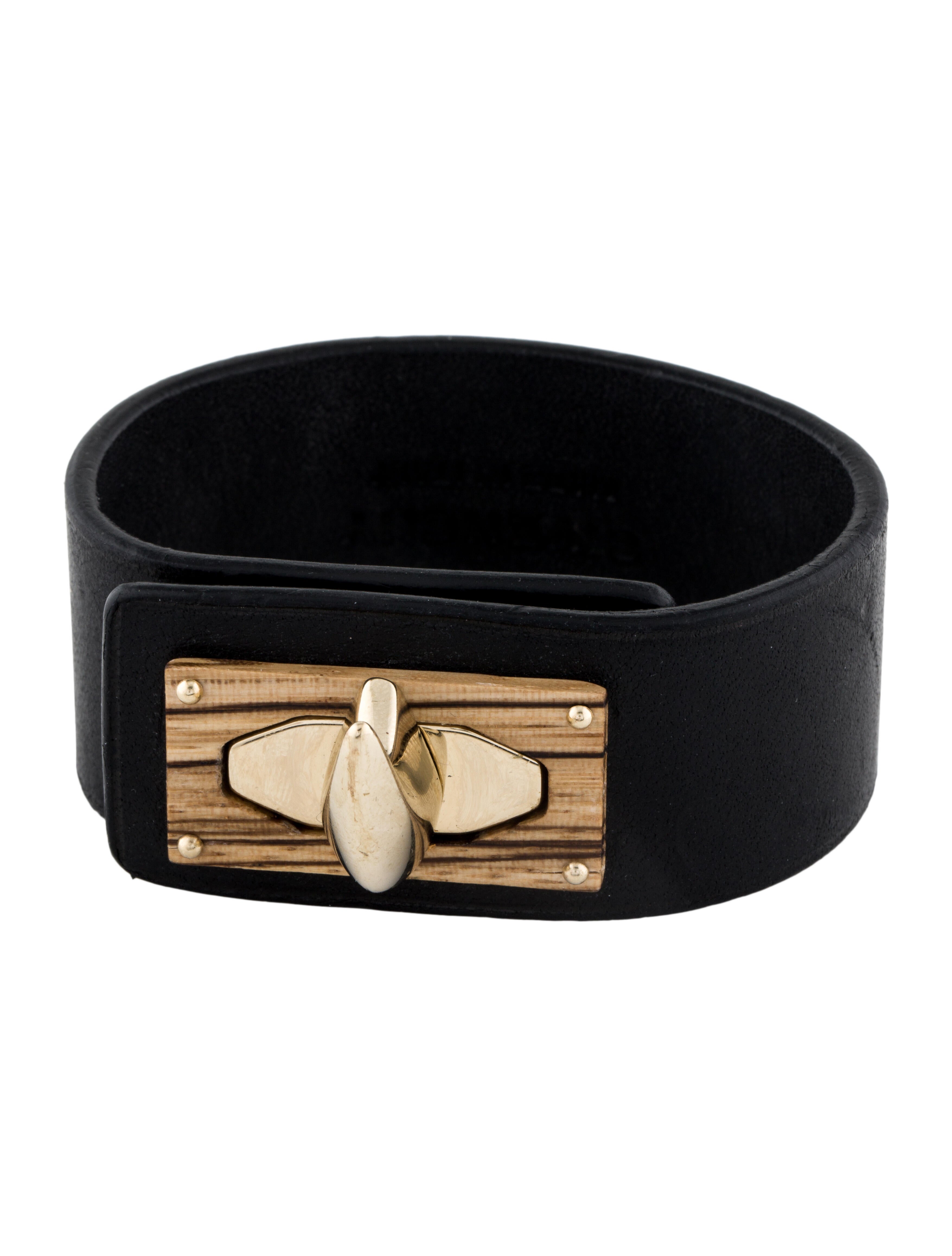 Givenchy Leather Shark Tooth Lock Wrap Bracelet - Gold-Tone Metal Wrap ...