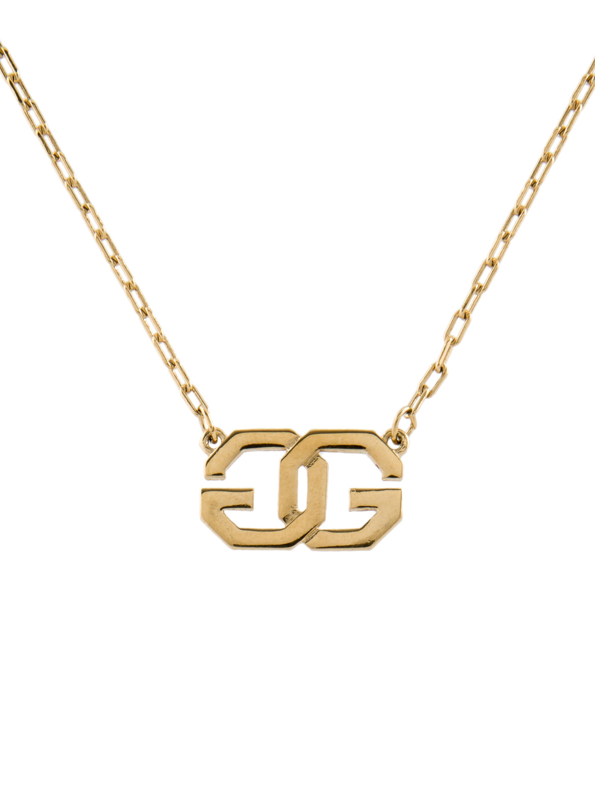 Givenchy Vintage Double G Logo Pendant Necklace - Gold-Tone Metal ...