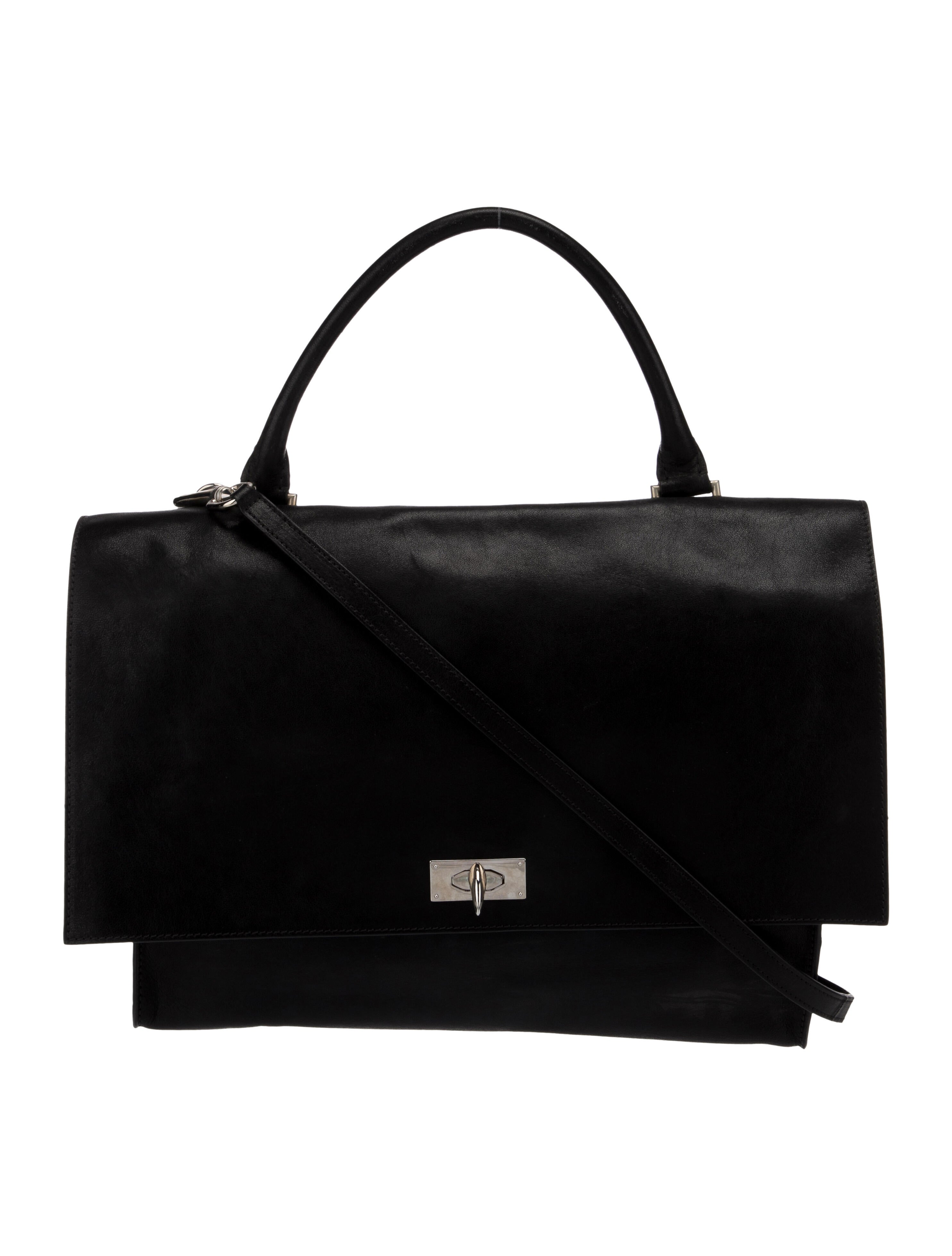 Givenchy Leather Flap Handle Bag - Black Handle Bags, Handbags ...