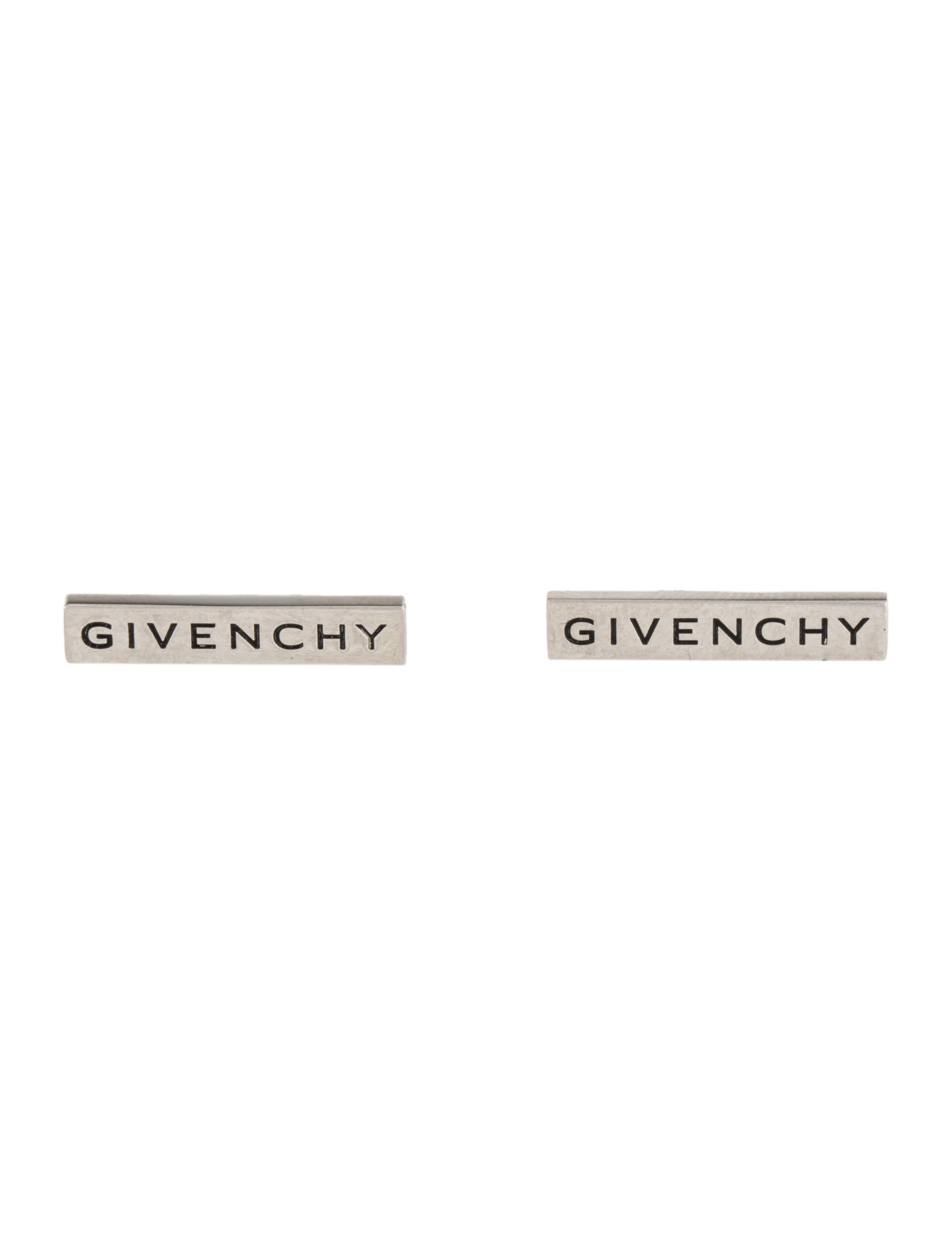 Givenchy Logo Bar Stud Earrings - Silver-Tone Metal Stud, Earrings ...
