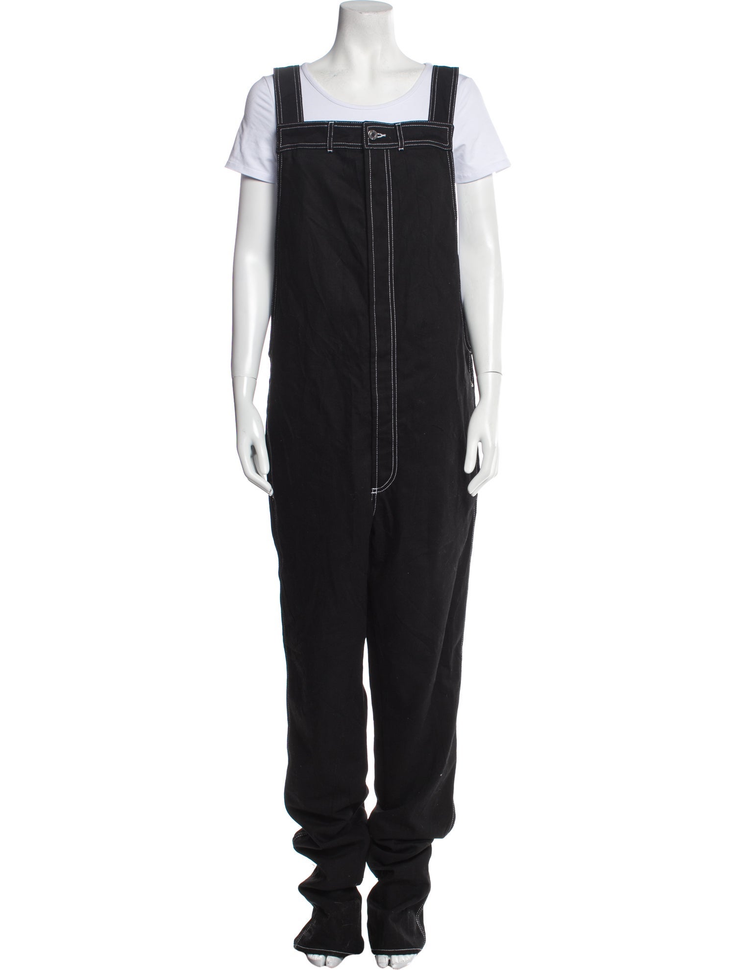 Givenchy Square Neckline Jumpsuit - Black, 10.5" Rise Jumpsuits and ...