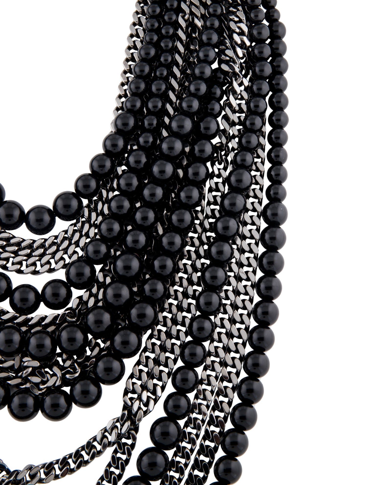 Givenchy Beaded Multi Strand Necklace - Black, Silver-Tone Metal ...