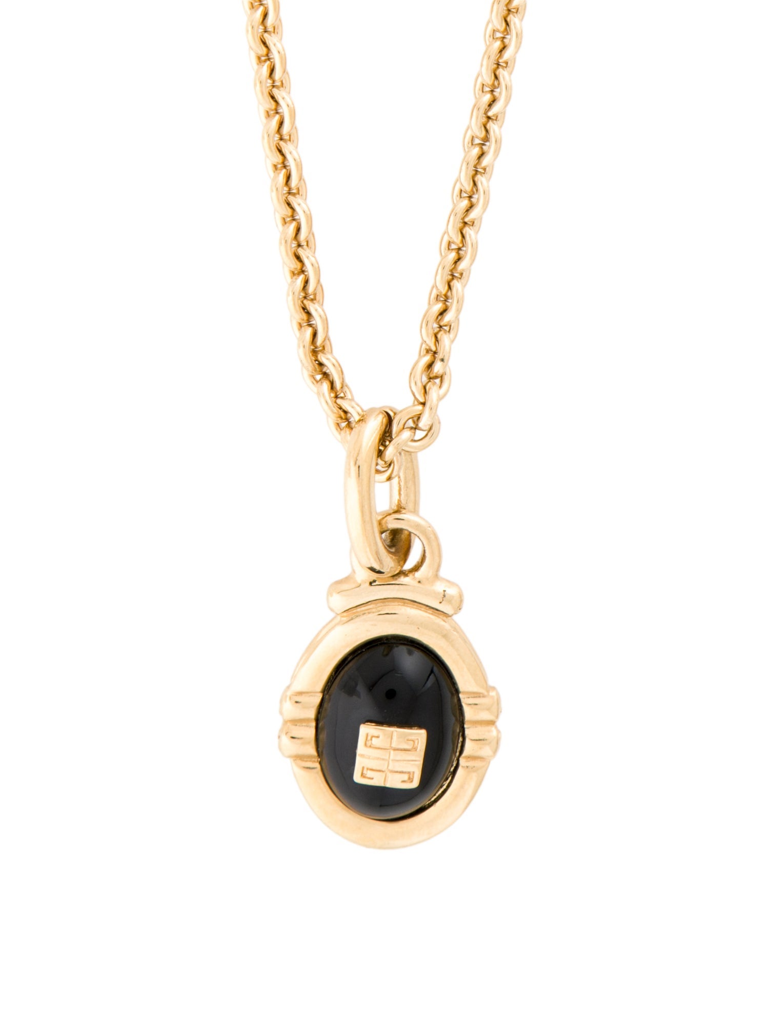 Givenchy Vintage Logo Pendant Necklace - Black, Gold-Tone Metal Pendant ...