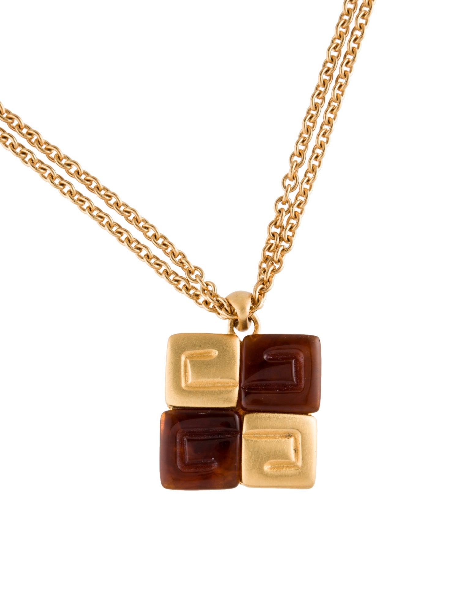 Givenchy Resin 4G Pendant Necklace - Brown, Gold-Tone Metal Pendant ...
