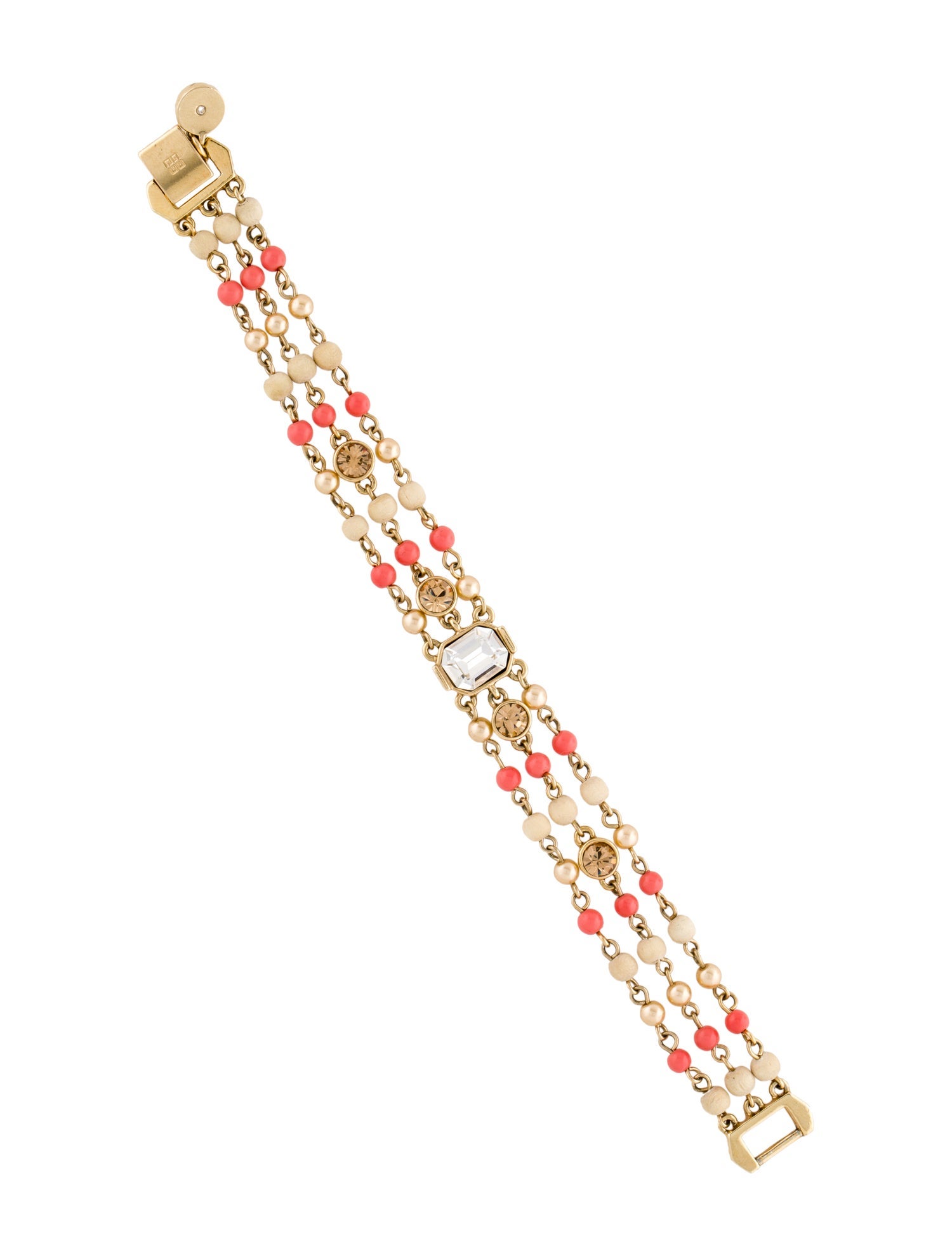 Givenchy Crystal, Faux Pearl & Resin Multistrand Bracelet - Gold-Tone ...