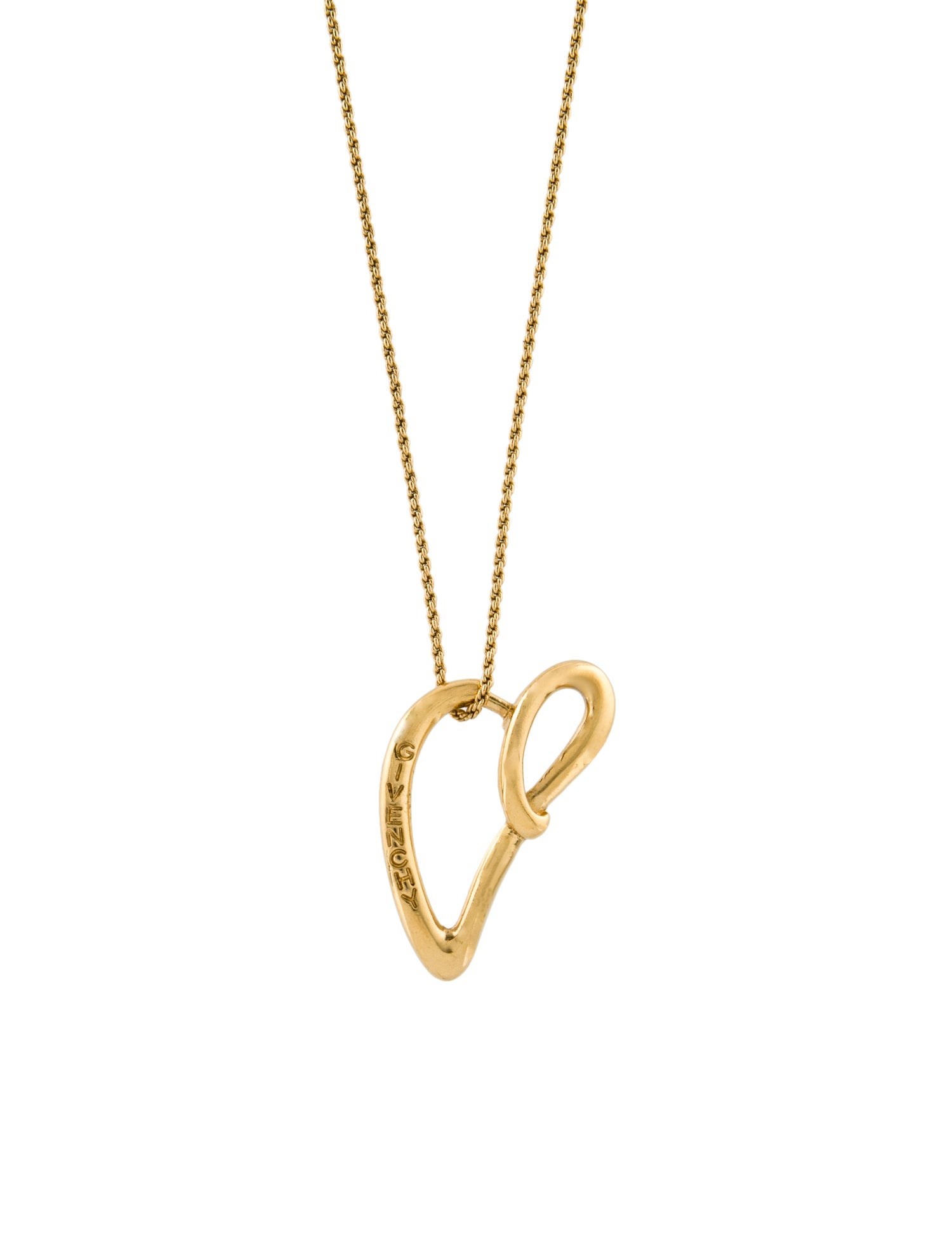 Givenchy Vintage Heart Pendant Necklace - Gold-Tone Metal Pendant ...