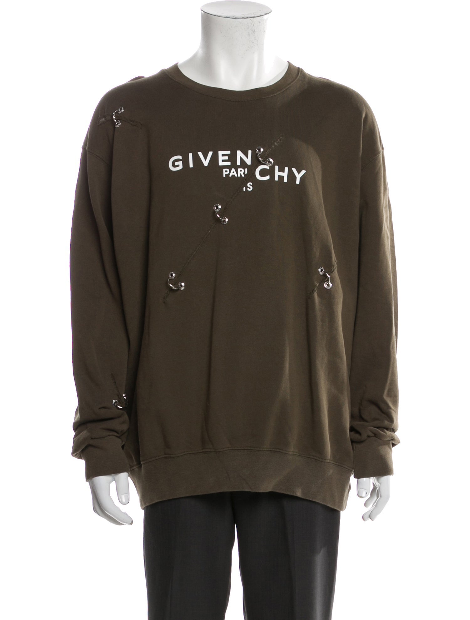Givenchy Graphic Print Crew Neck Pullover - Green Sweaters, Clothing ...