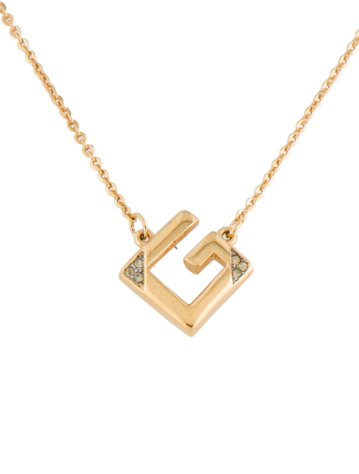 Givenchy Crystal G Logo Vintage Pendant Necklace - Gold-Tone Metal ...