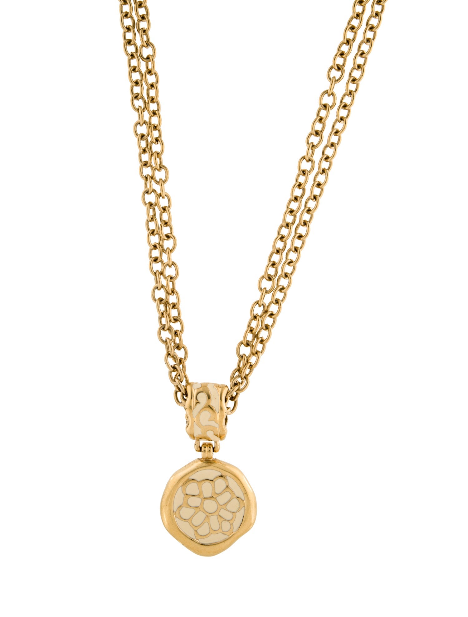 Givenchy Vintage Enamel Pendant Necklace - White, Gold-Tone Metal ...