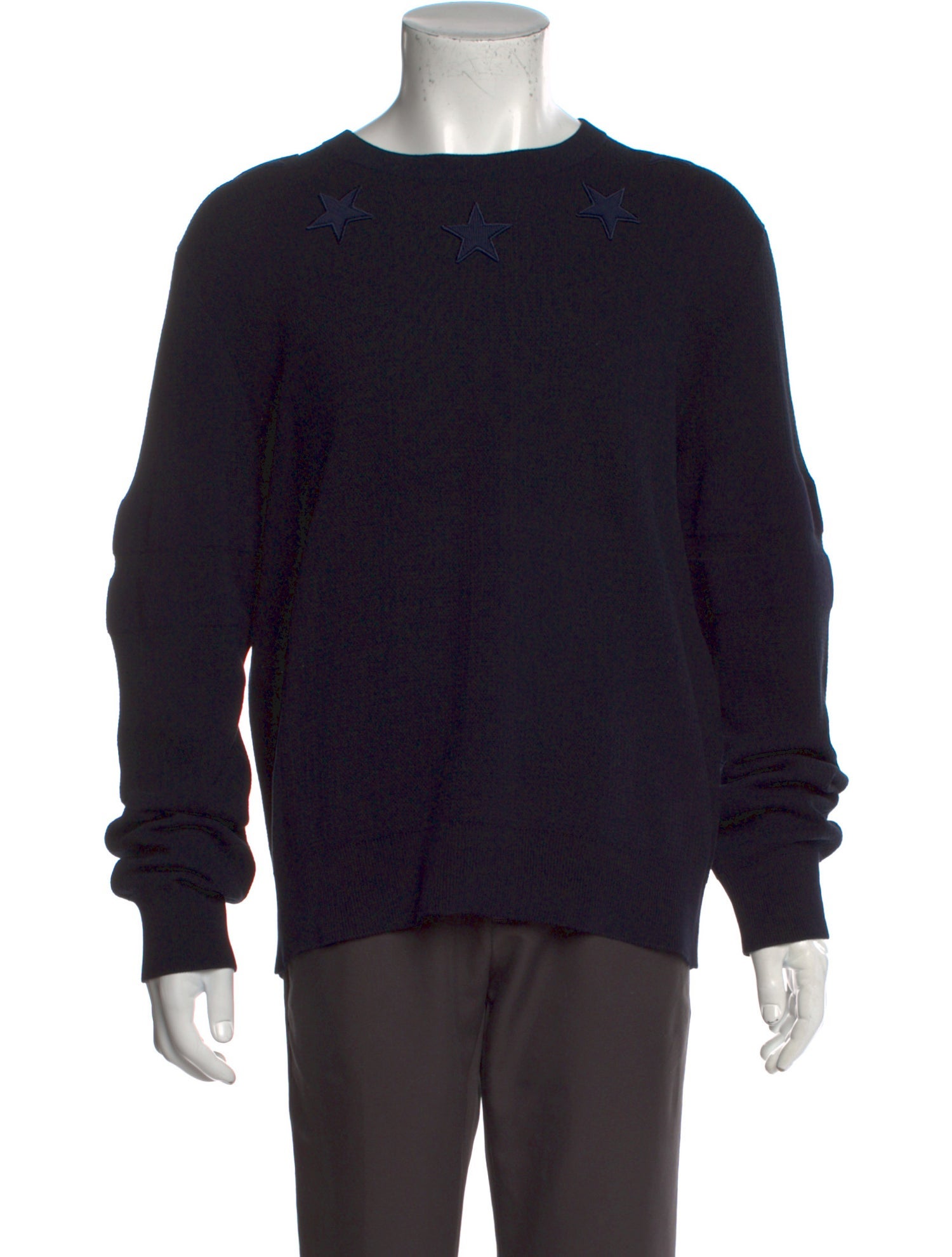 Givenchy Crew Neck Long Sleeve Pullover - Blue Sweaters, Clothing ...