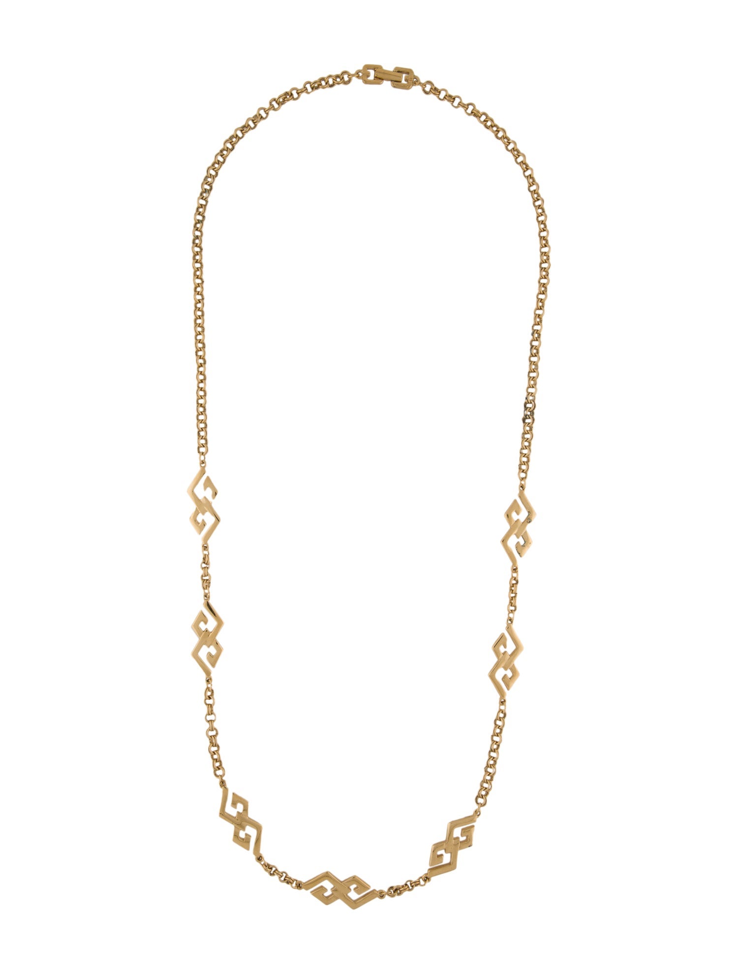 Givenchy Vintage Logo Chain Link Necklace - Gold-Tone Metal Chain ...