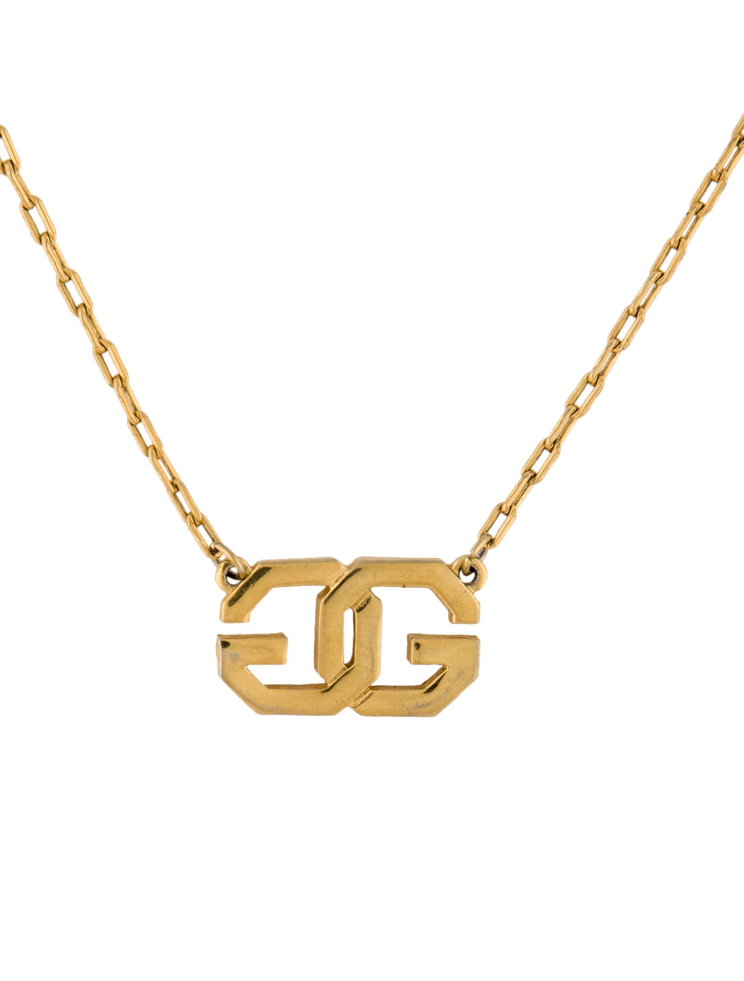 Givenchy Vintage Logo Pendant Choker Necklace - Gold-Tone Metal Pendant ...