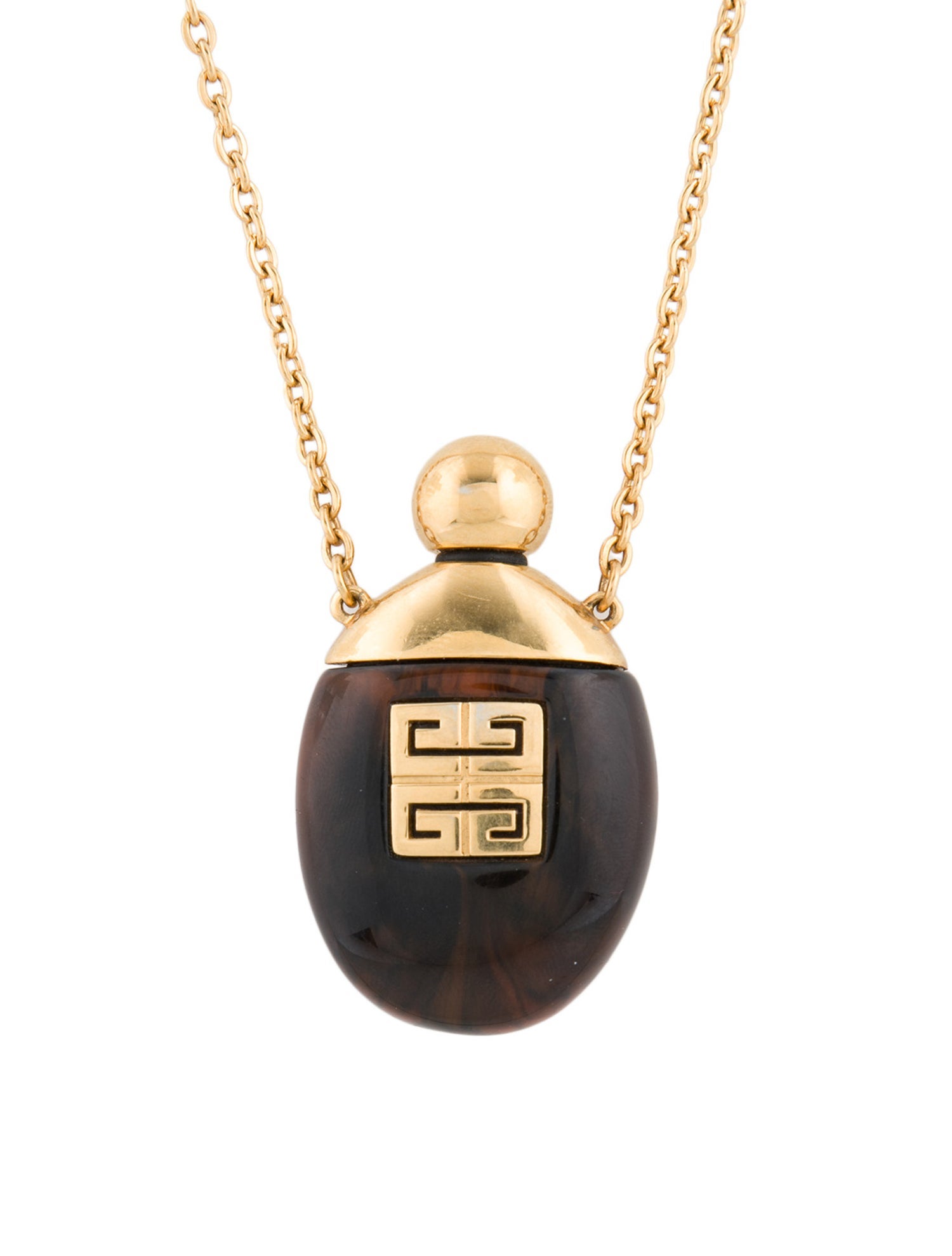 Givenchy Vintage Lucite Perfume Bottle Pendant Necklace - Black, Gold ...