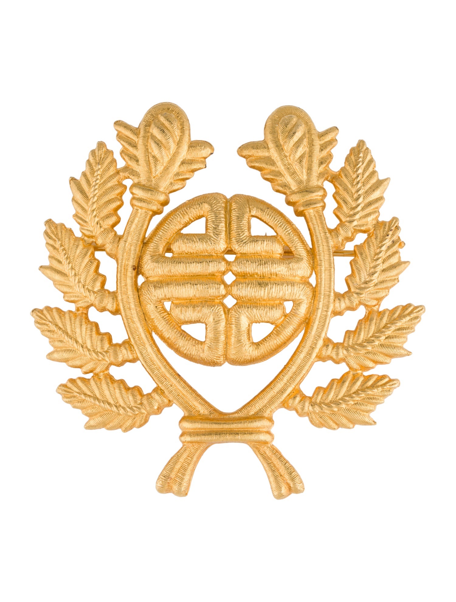 Givenchy Laurels Emblem Pin Brooch - Gold-Tone Metal Pin, Brooches ...