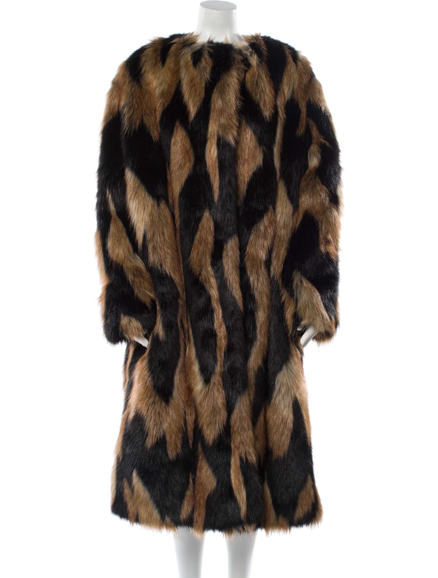 Givenchy Faux Fur Animal Print Faux Fur Coat - Brown Coats, Clothing ...