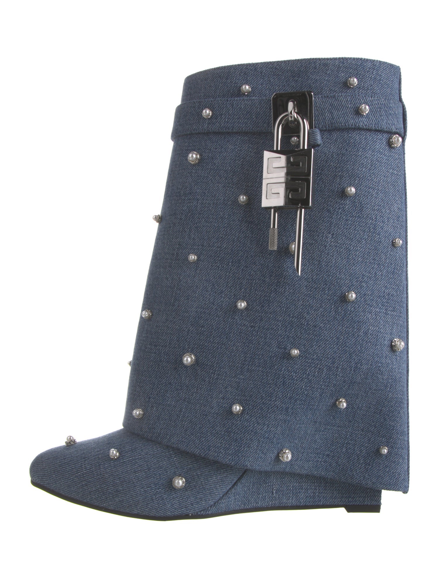 Givenchy Denim Combat Boots - Blue Boots, Shoes - GIV236990 | The RealReal