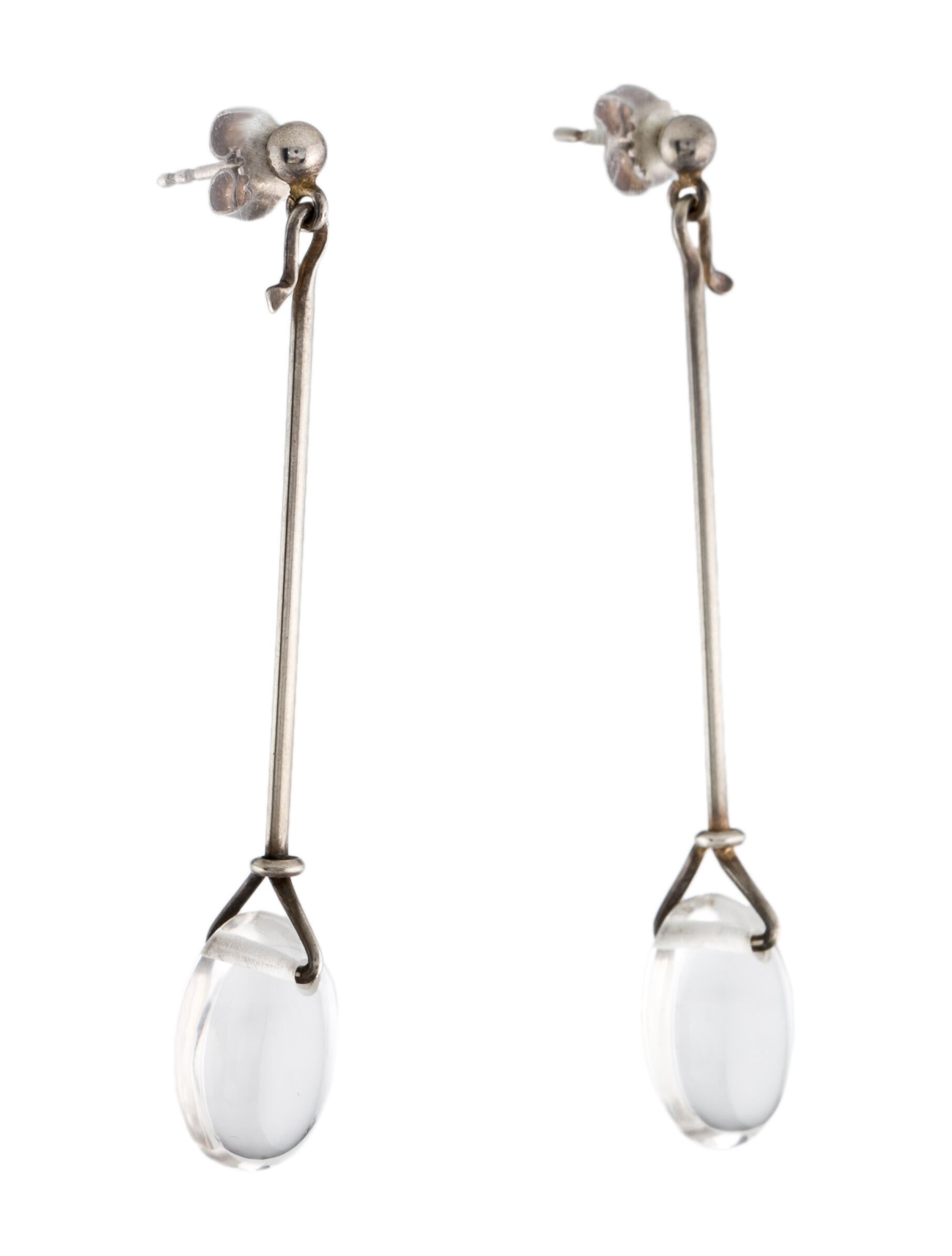 Georg Jensen Crystal "Dew Drop" Drop Earrings - Sterling Silver Drop ...
