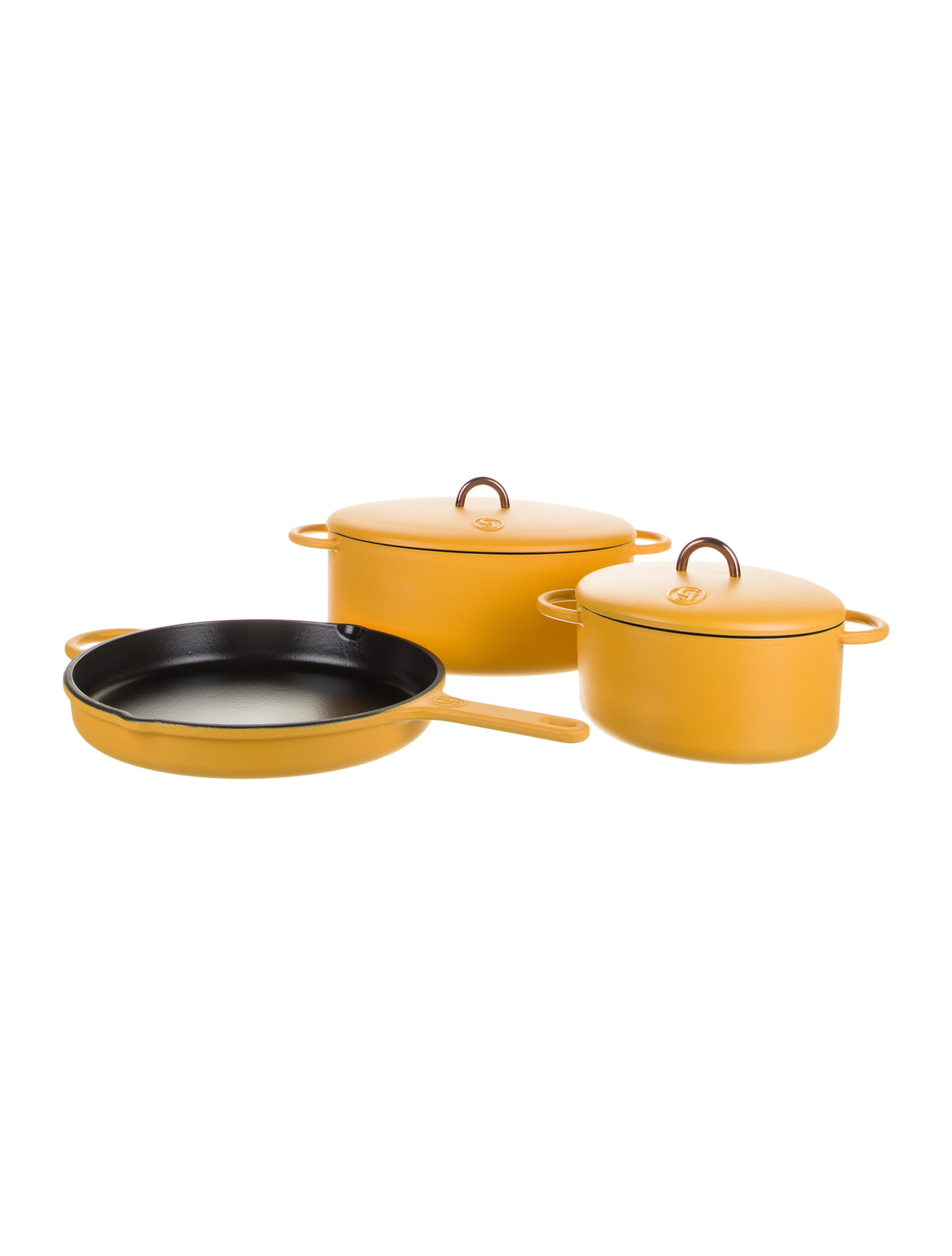 Great Jones 3-Piece Cast Iron Family Set - Mustard - Yellow Kitchenware ...