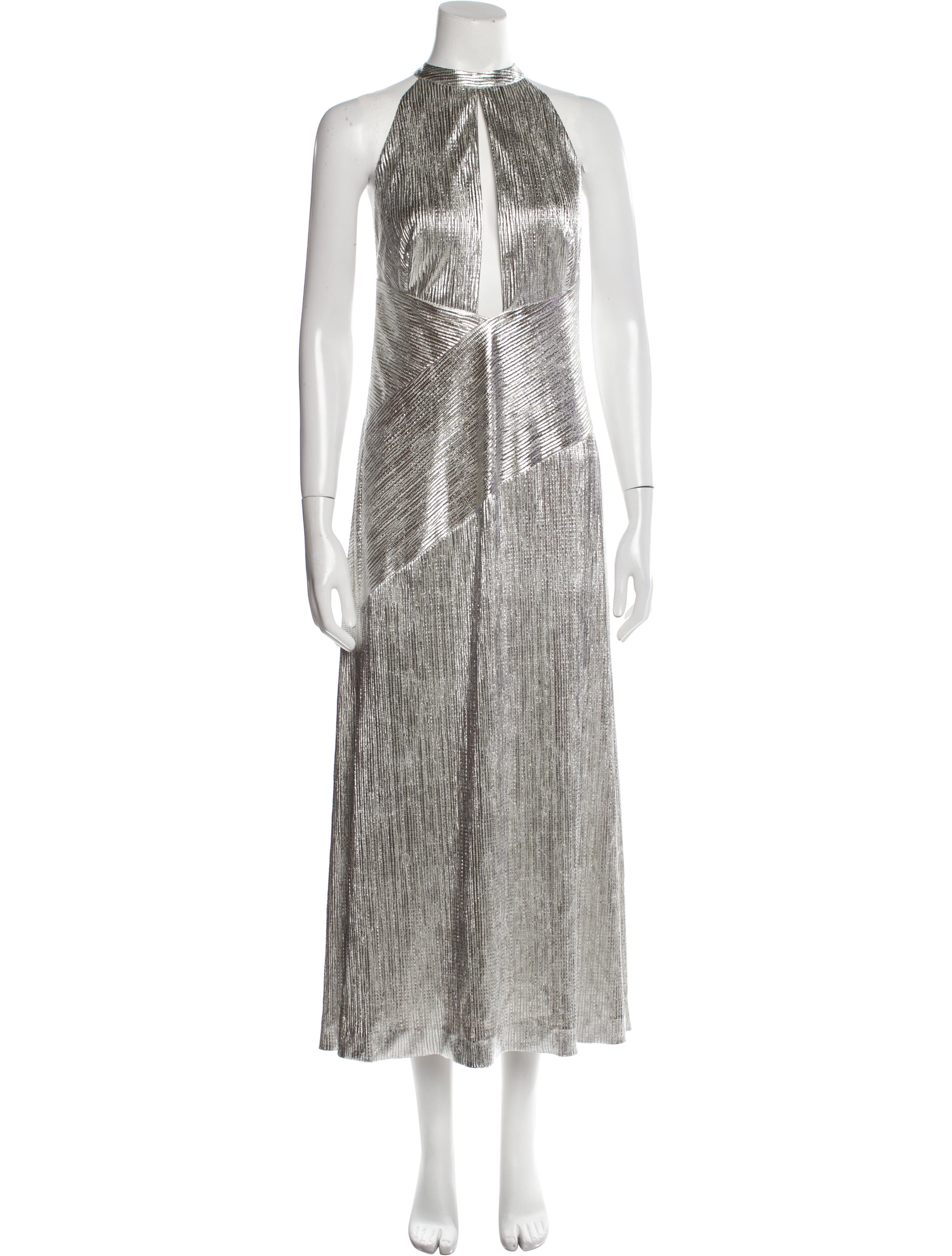 Galvan London Halterneck Long Dress w/ Tags - Metallic Dresses ...