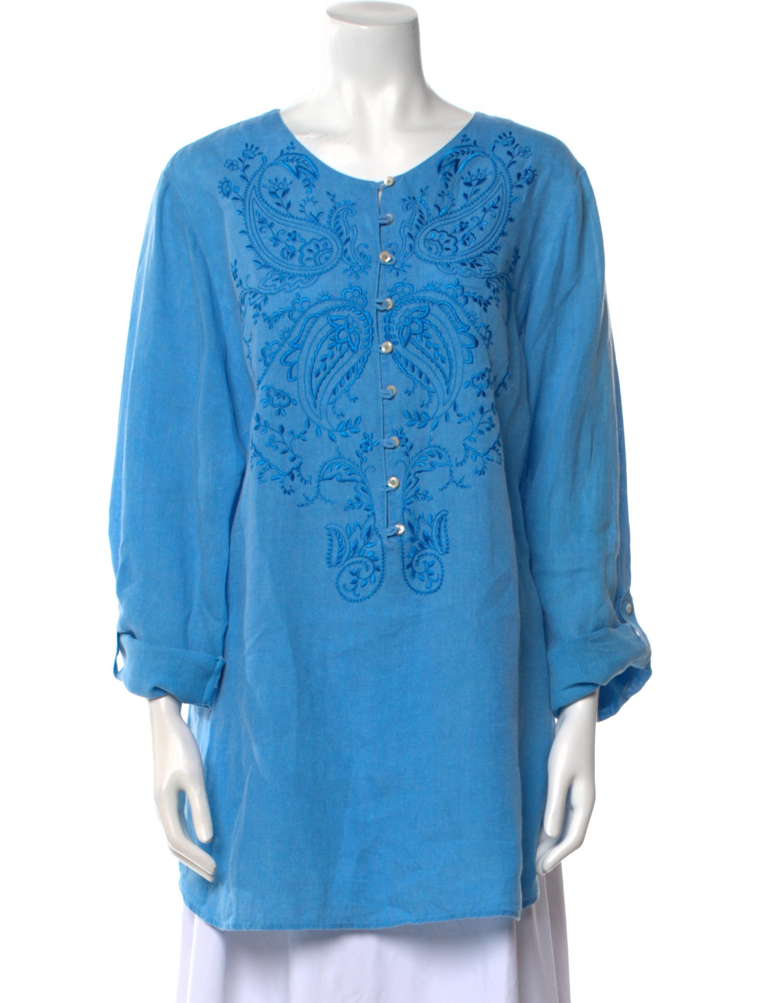 Gorsuch Linen Scoop Neck Tunic - Blue Tops, Clothing - GORSH20595 | The ...