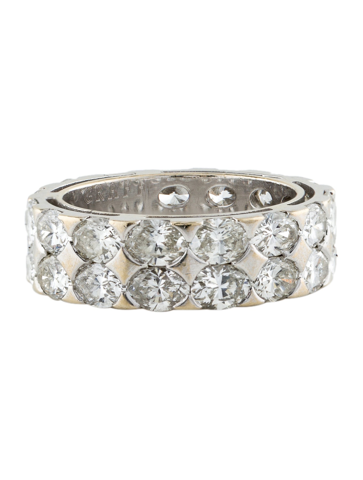 Graff 18K 5.70ctw Diamond Double Row Eternity Band - Rhodium-Plated 18K ...