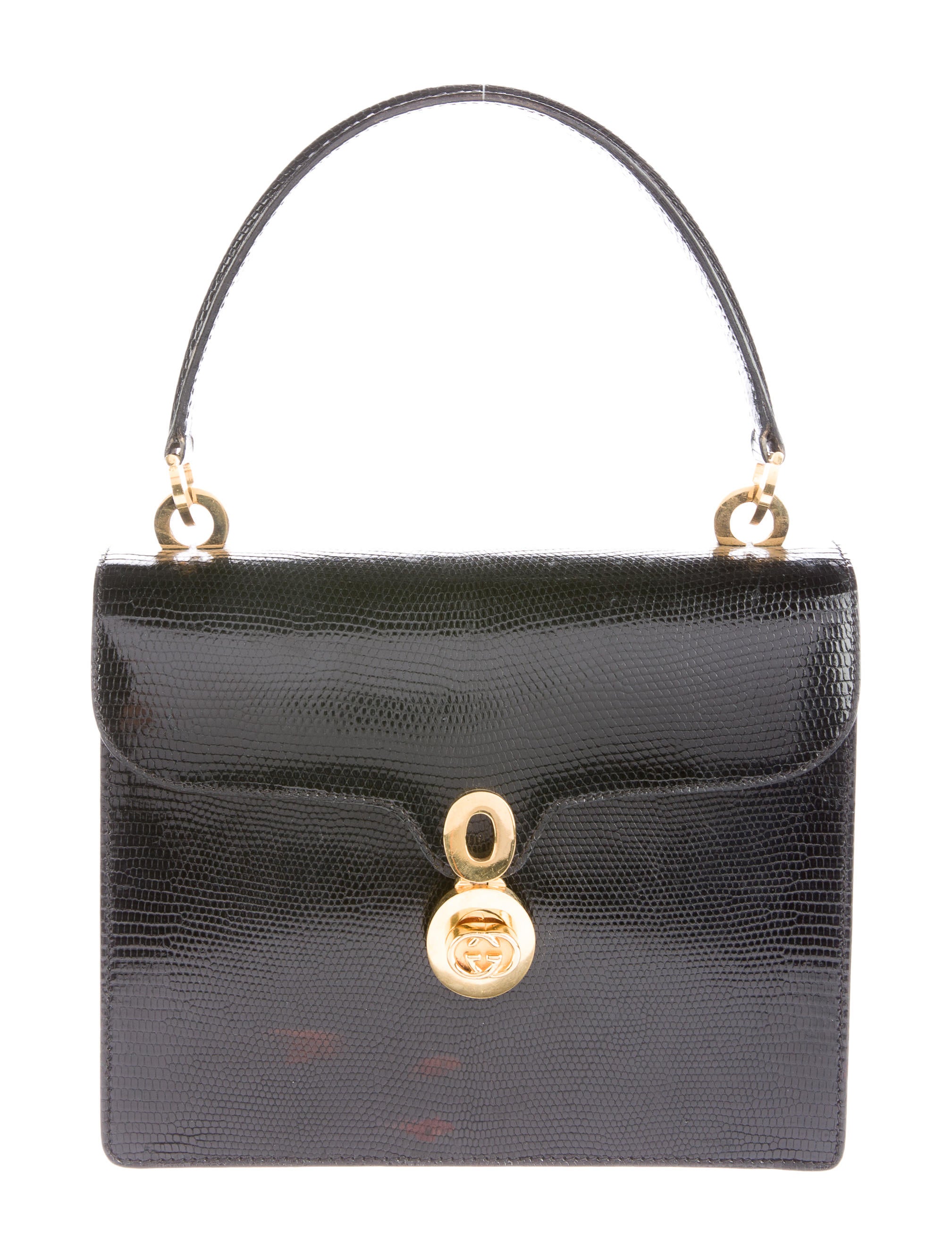 Gucci Vintage Lizard Kelly Bag - Black Handle Bags, Handbags ...