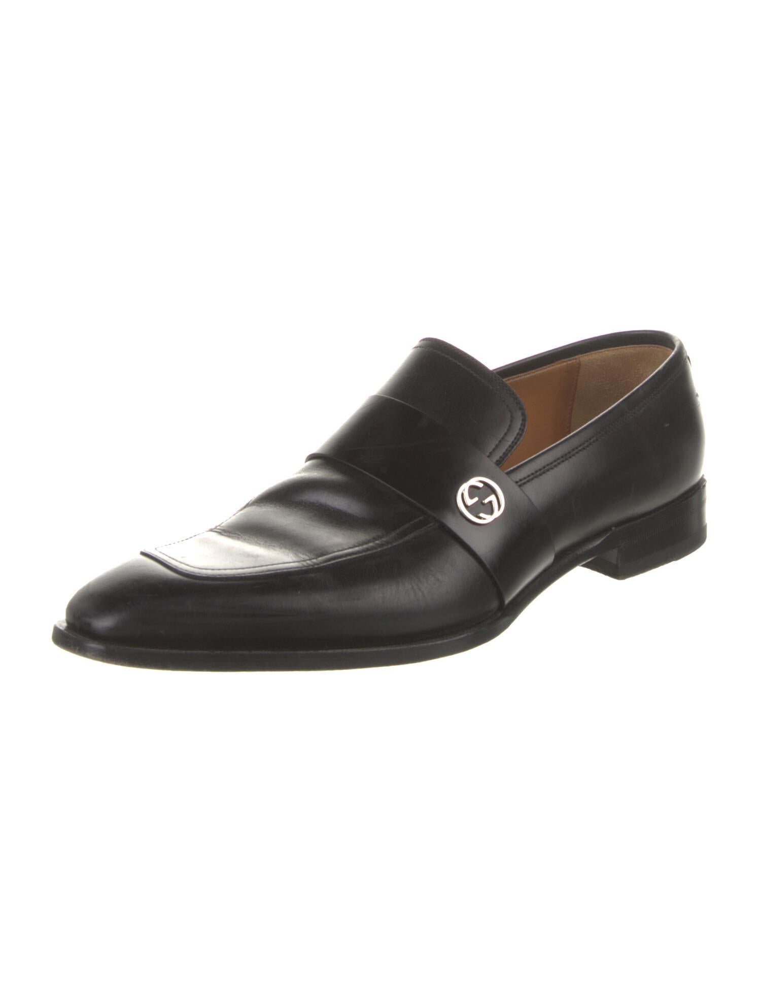 Gucci Interlocking G Logo Leather Loafers - Black Loafers, Shoes ...