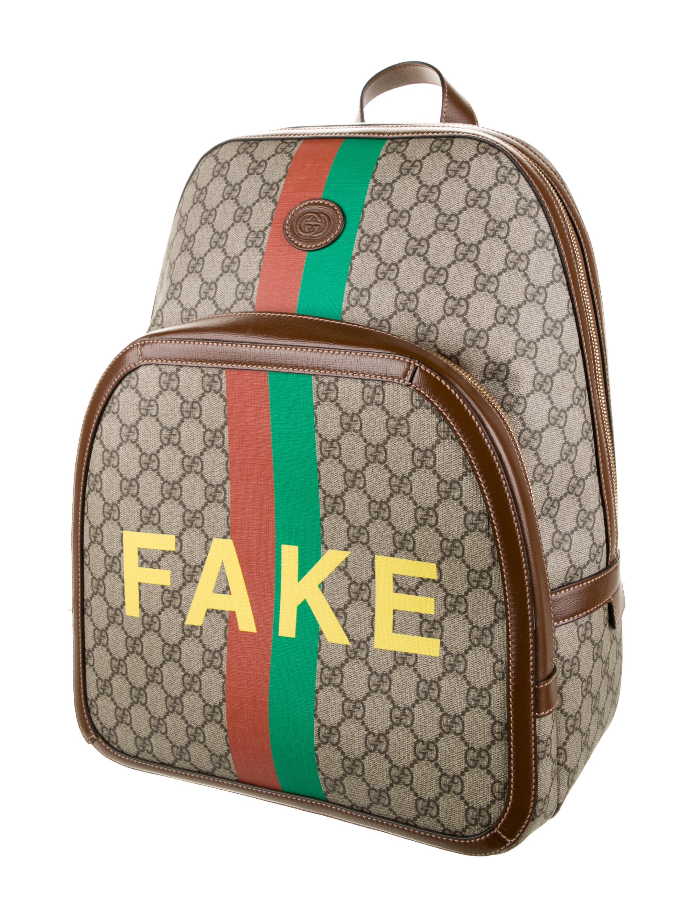 Gucci GG Supreme Web Fake Not Backpack - Brown Backpacks, Handbags ...