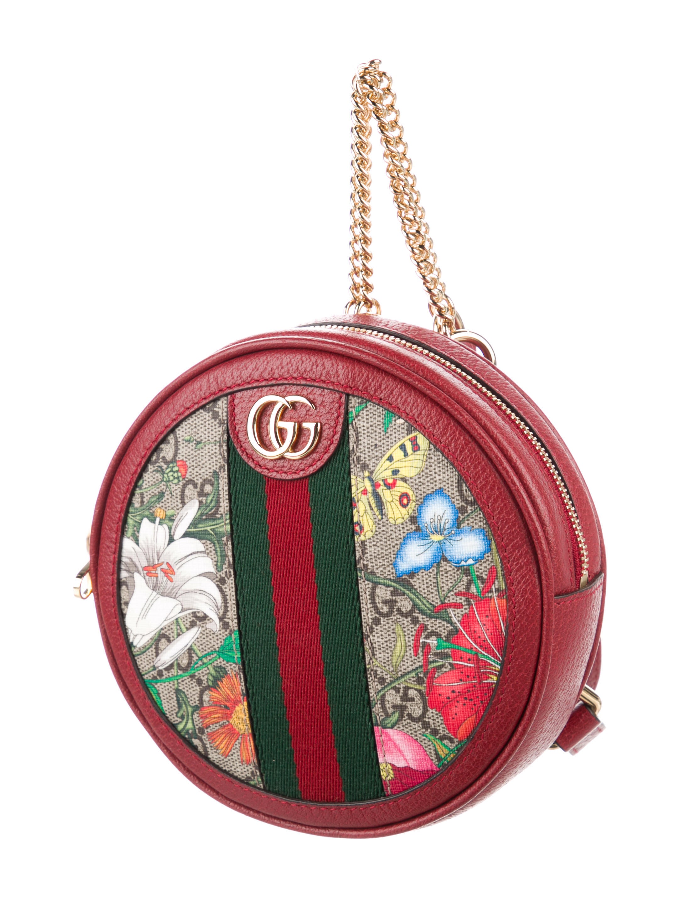 Gucci GG Supreme Mini Web Flora Ophidia Round Backpack - Backpacks ...