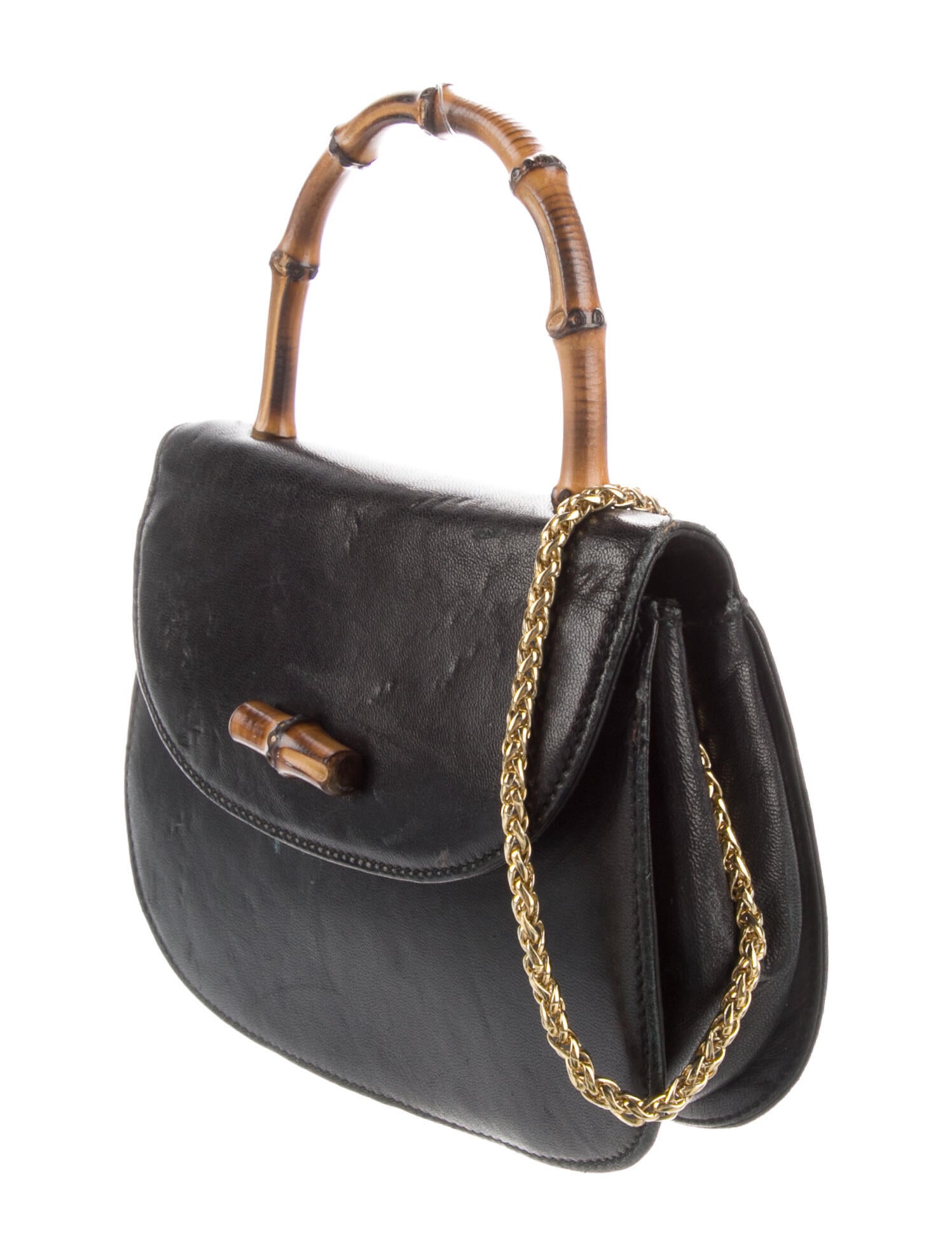 Gucci Vintage Mini Bamboo Top Handle - Black Mini Bags, Handbags ...