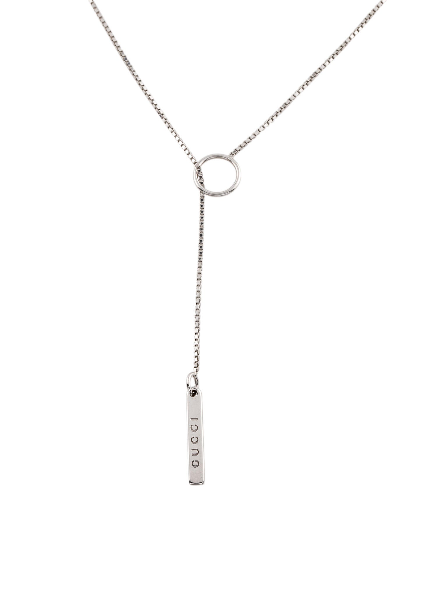 Gucci 18K Logo Lariat Necklace - 18K White Gold Lariat, Necklaces ...