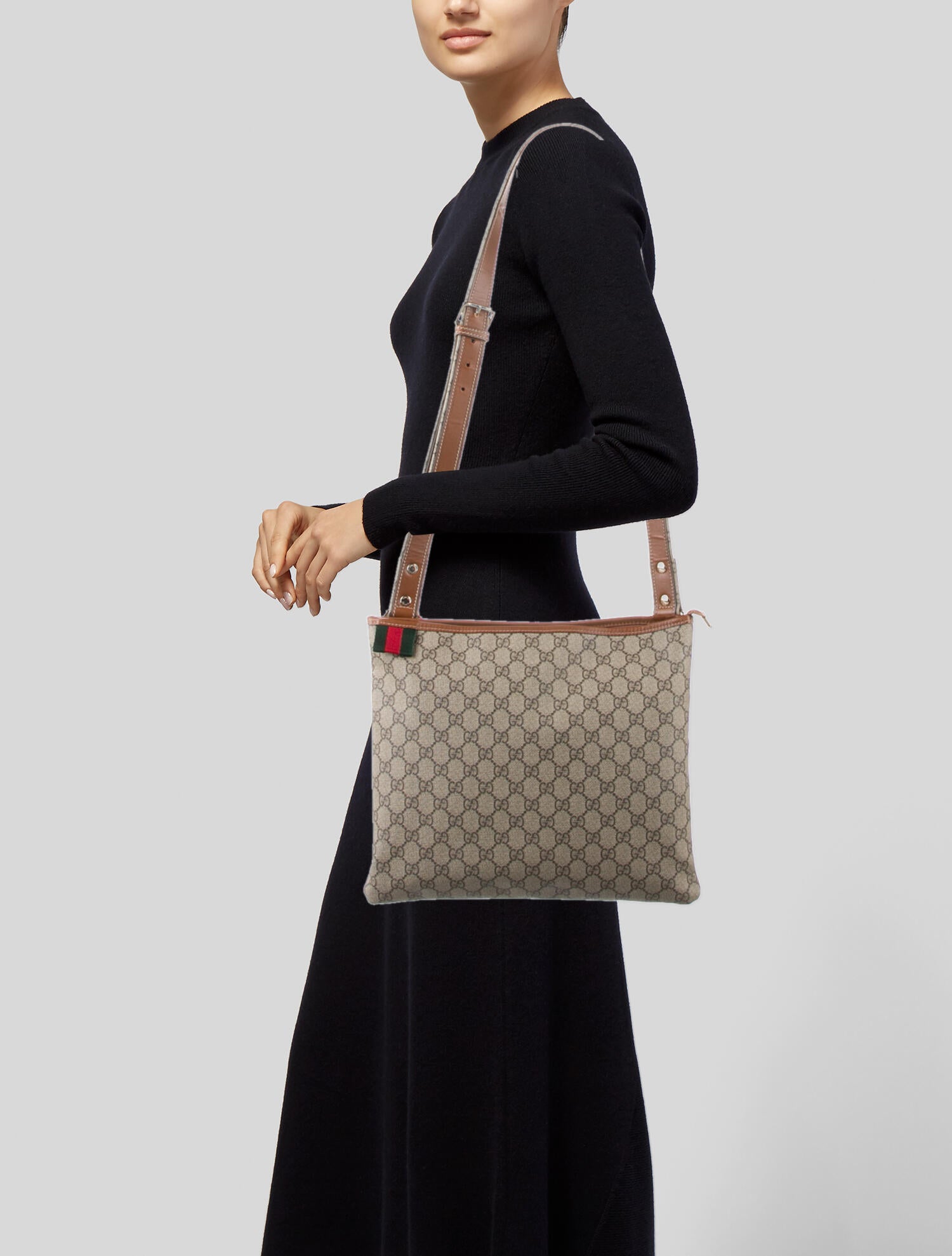 Gucci Gucci GG Plus Web Loop Crossbody Bag - Brown Crossbody Bags, Handbags - GUC1054738 | The ...