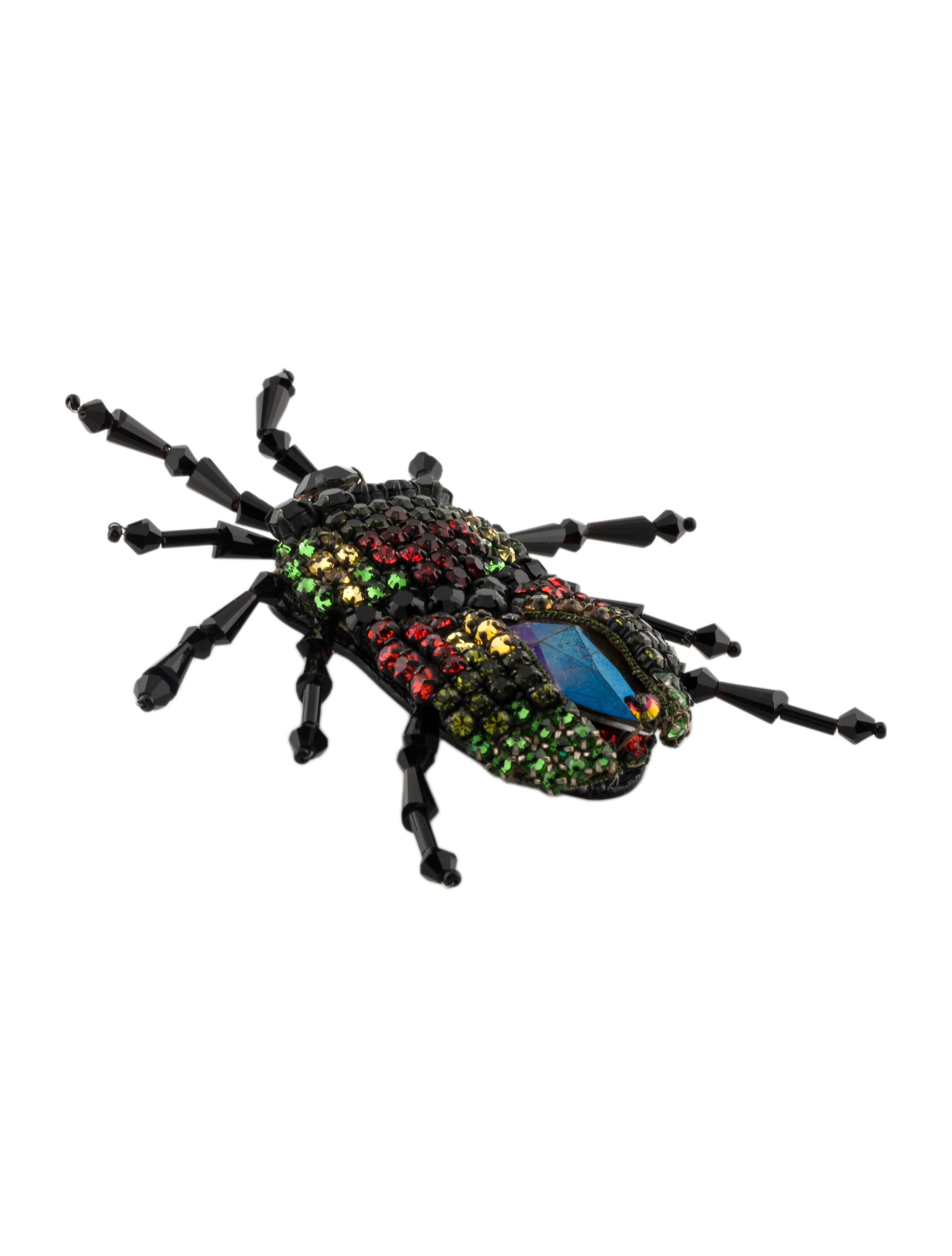 Gucci Crystal & Resin Posable Beetle Pin Brooch - Black, Silver-Tone ...