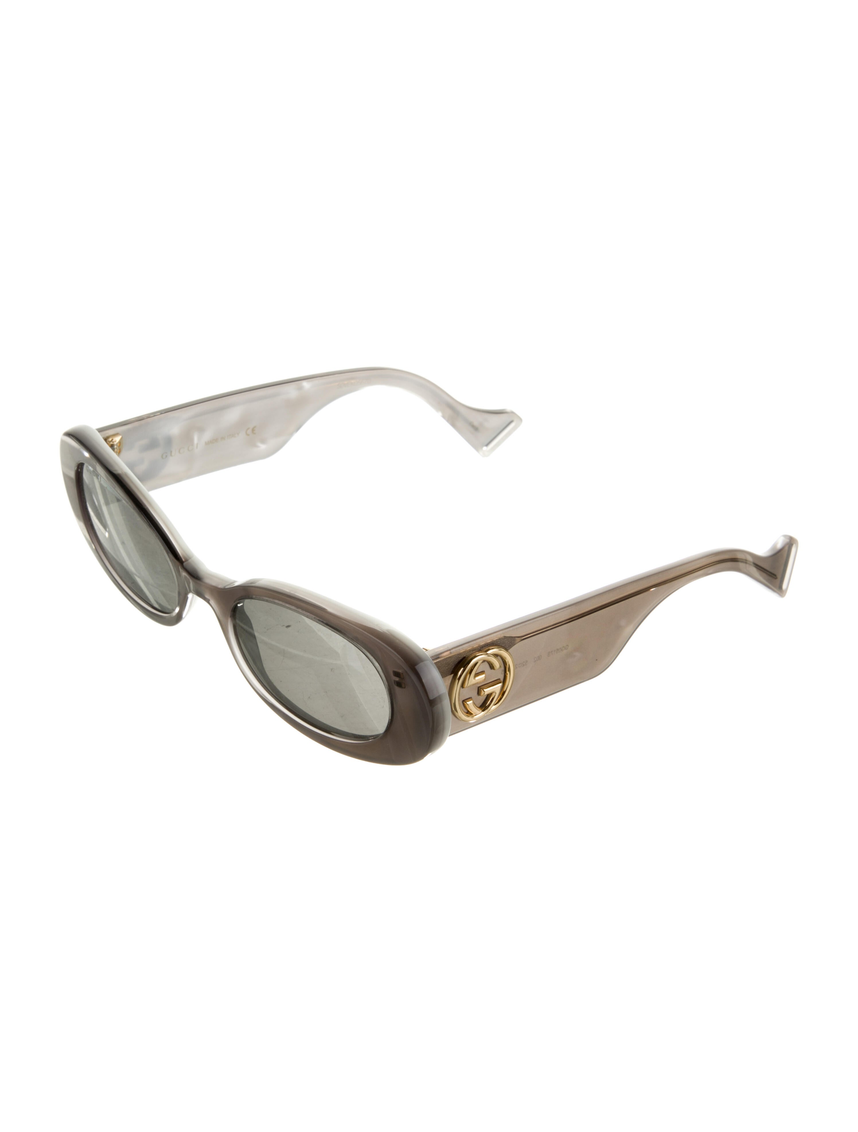 Gucci Interlocking G Logo Narrow Sunglasses Grey Sunglasses Accessories Guc1061751 The