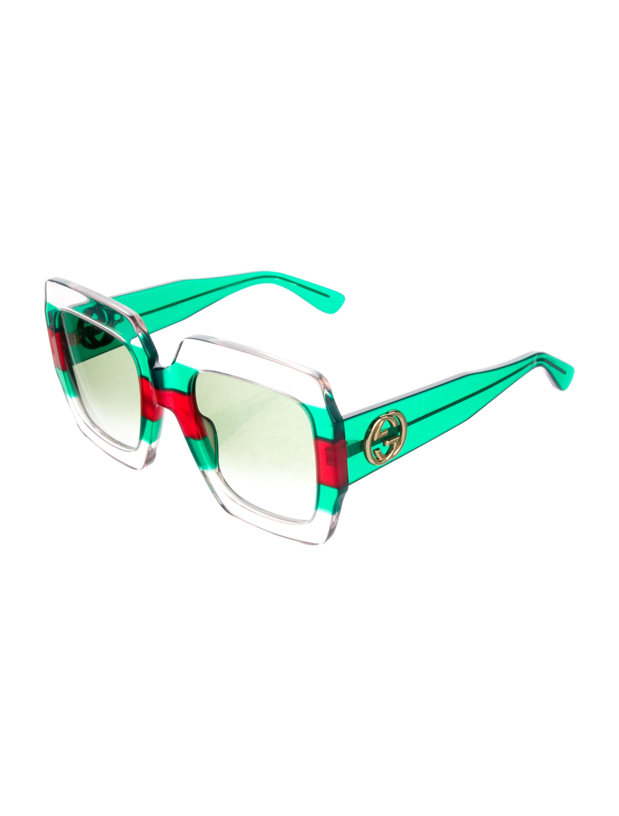 Gucci GG Logo Square Sunglasses - Green Sunglasses, Accessories ...